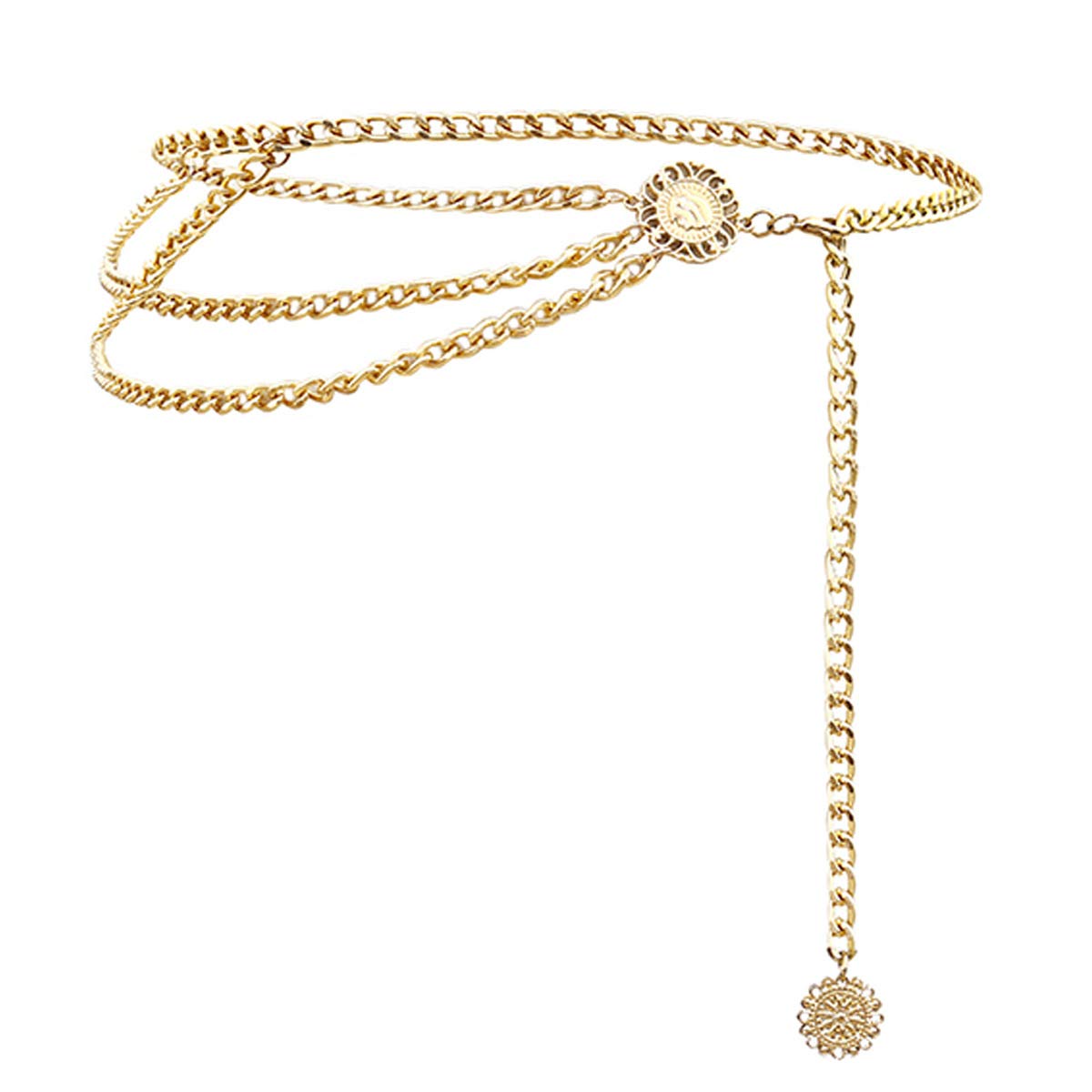 Weahre Women Waist Chain Belt Long Tassel Waistbands Hip Jewelry Body Chain Metal Link for Women Girls (Gold) One Size