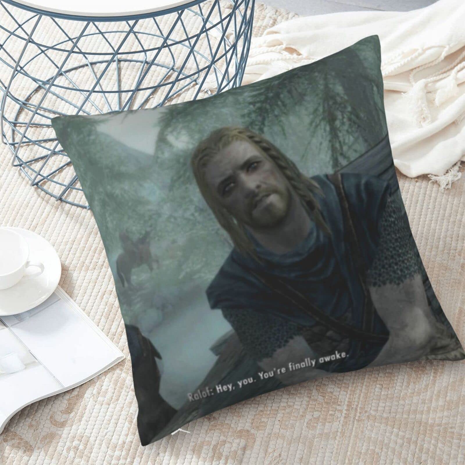ZHUHOO You're Finally Awake Bedroom Couch Sofa Square Pillow Case Home Decorative Throw Pillow Covers 18x18 Inch