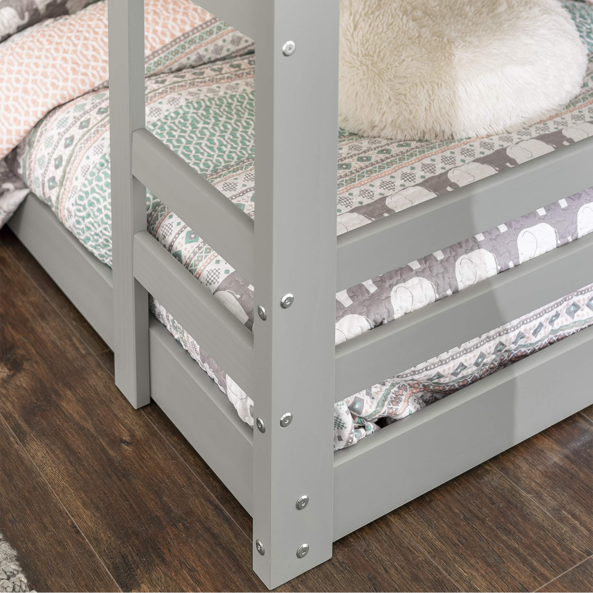 Walker Edison Alexander Classic Solid Wood Stackable Jr Twin over Twin Bunk Bed, Twin over Twin, Espresso