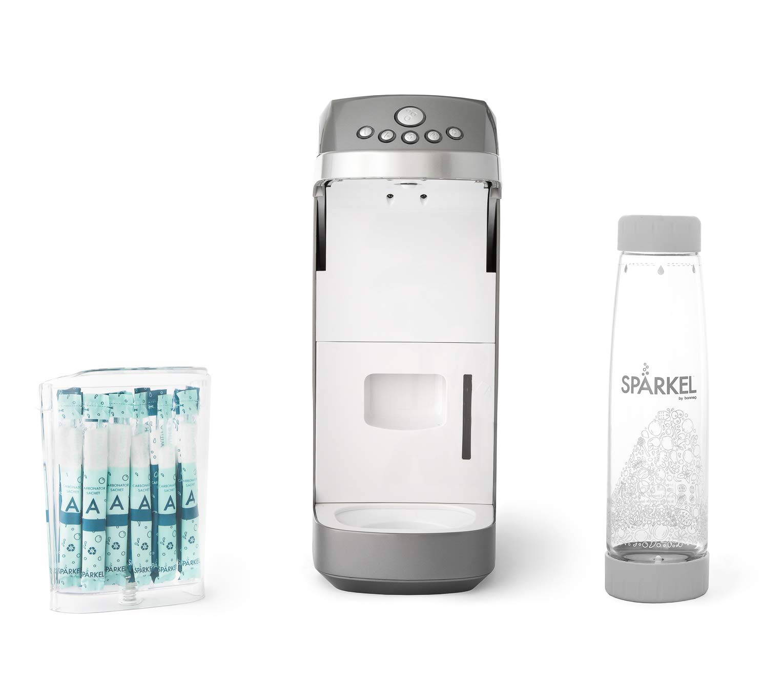 Spärkel Beverage System (Silver) - Sparkling Water and Soda Maker - A New Way of Sparkling - Use Fresh & Natural Ingredients - No CO2 Tank Needed