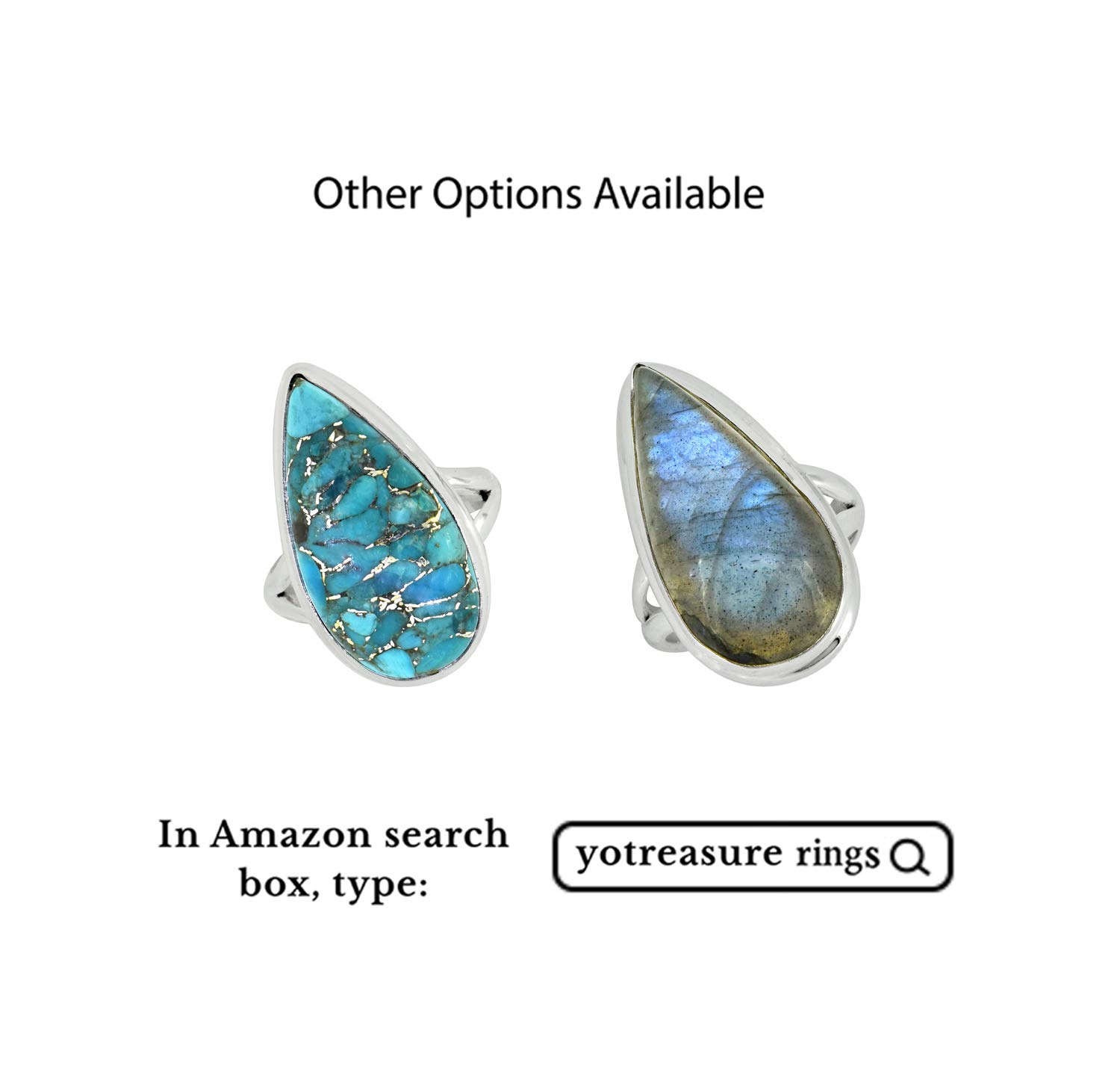 YoTreasure Natural Labradorite Ring Solid 925 Sterling Silver Jewelry