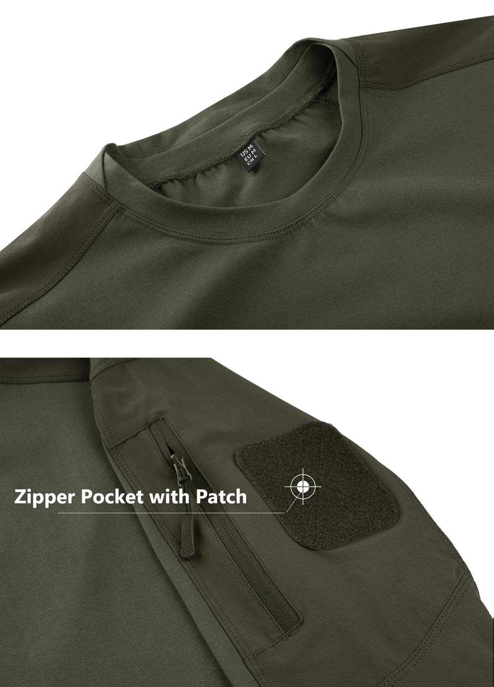 TACVASEN Active Shirts for Men Long Sleeve Cotton Outdoor Performance Tactical Polo Shirts Green 2XL