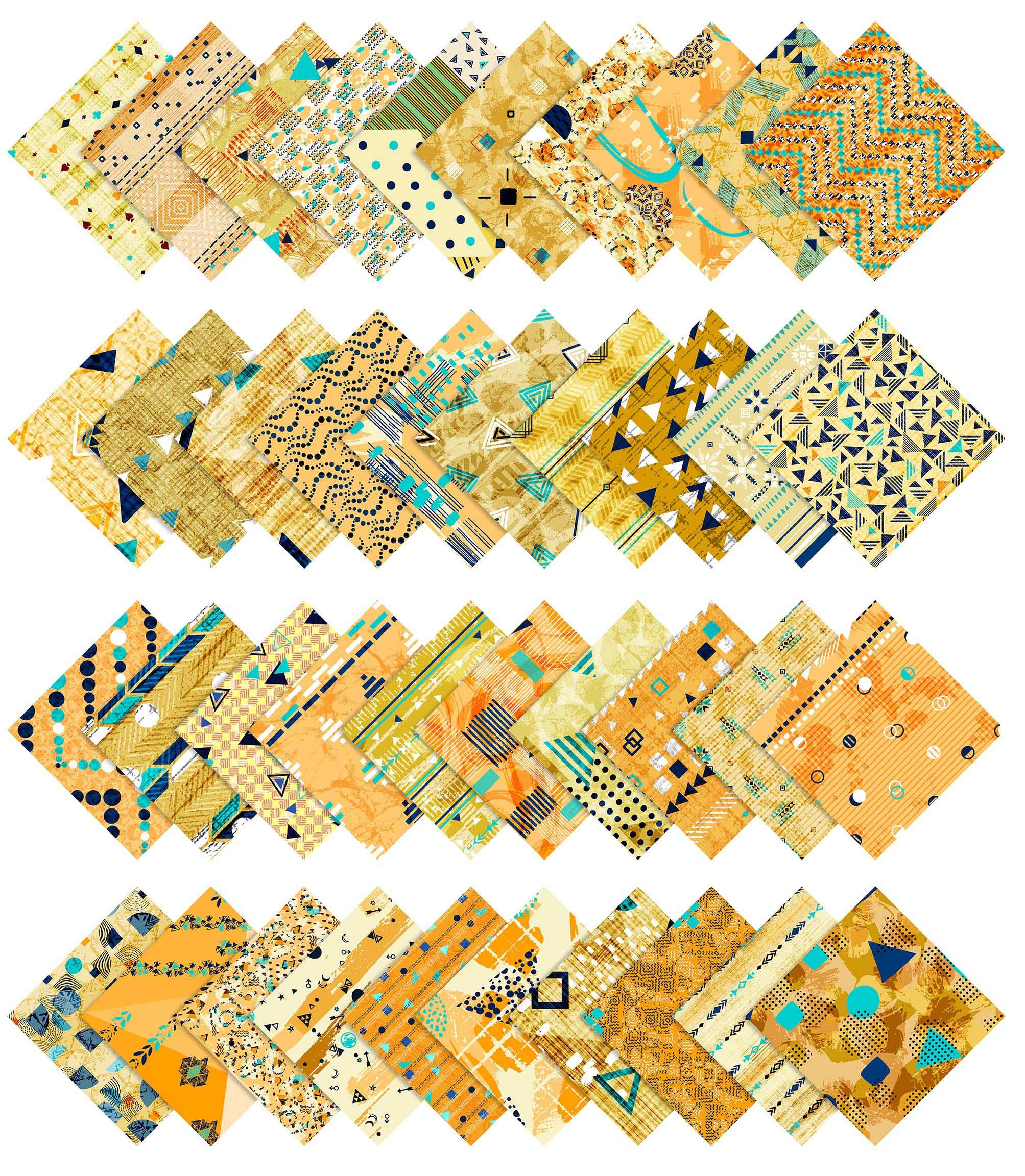 Soimoi Geometric with Texture Print Precut 10-inch Cotton Fabric Quilting Squares Charm Pack DIY Patchwork Sewing Craft