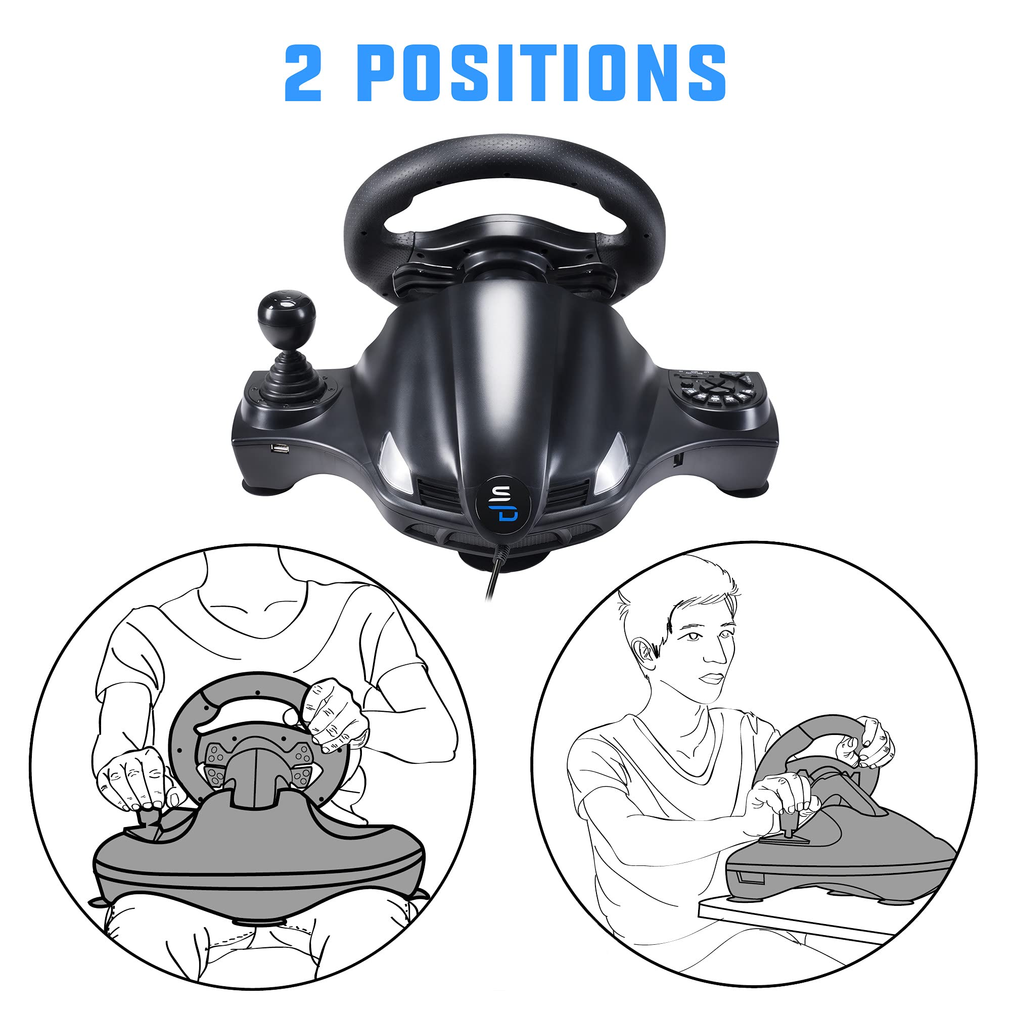 Superdrive - GS750 racing steering wheel with pedals, paddles, shifter and vibration for Xbox Serie X/S, PS4, Xbox One, PS3, PC (programmable for all games)