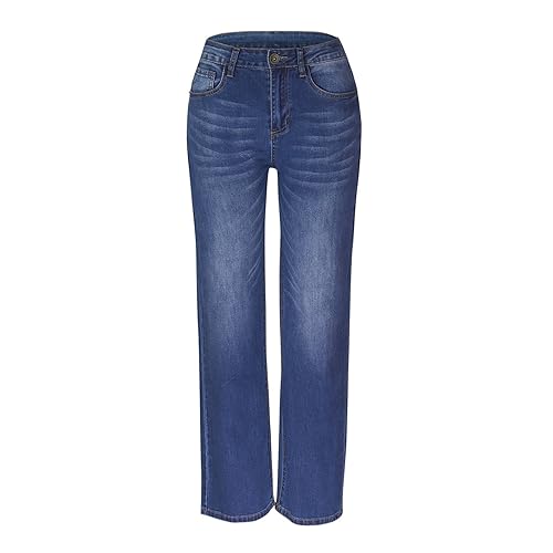 vet-ixioh Womens Bell Bottom Jeans Button Waist Flared Jean Pants Classic Basics Bootcut Denim Pants Slim Trousers Blue