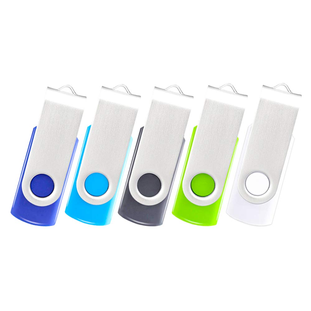 Yimitree 5 Pack USB Flash Drive Memory USB 2.0 Stick Pen Drive Thumb Drives (32GB, Mix Color(Blue Light Blue Green Black Withe))