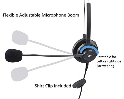 WirelessFinest Headset Headphone Hands-Free + Microphone Compatible for Only Avaya 9608 9608g 9620l A1608-i J139 J169 J179 IP VIOP Home Office Work Desktop Telephone Black