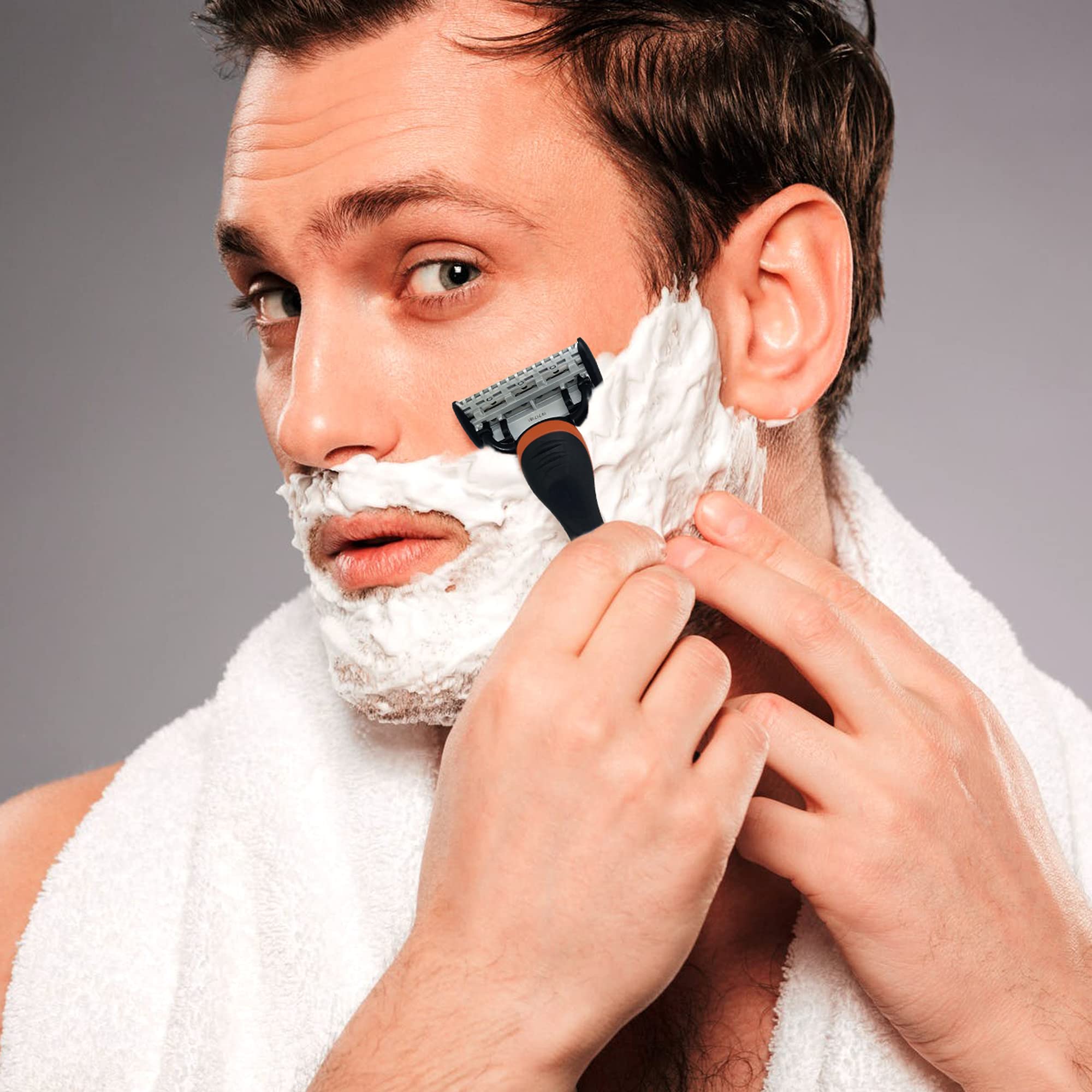 Vaylor 5 Blade Pivoting Mens Disposable Shaving Razor with Ergonomic Handle and Rubber Grip, 1 Pack