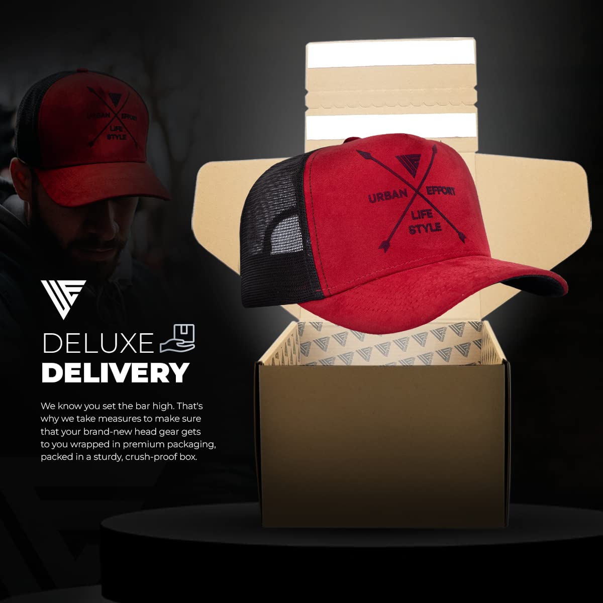 Urban Effort Lifestyle Trucker Hats for Men & Women Adjustable Baseball Mesh Hat - Modern & Comfortable Mens Cap for Closure (Trucker Hat, Red)