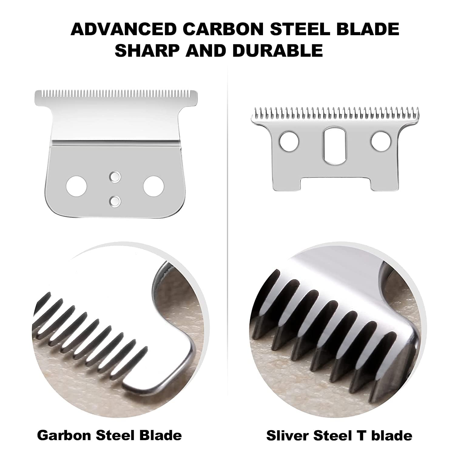 T Outliners Replacement Blades Compatible with Andis T Outliners Trimmer, Gtx Trimmer, T Outliners Replacement Blade (sliver steel T blade + sliver steel blade),3 PACK