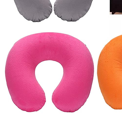 ZIFARM Bed Pillows, Travel Office Headrest U-Shaped Inflatable Short Plush Cover Inflatable Pillow Pillow Support Cushion Neck Pillow
