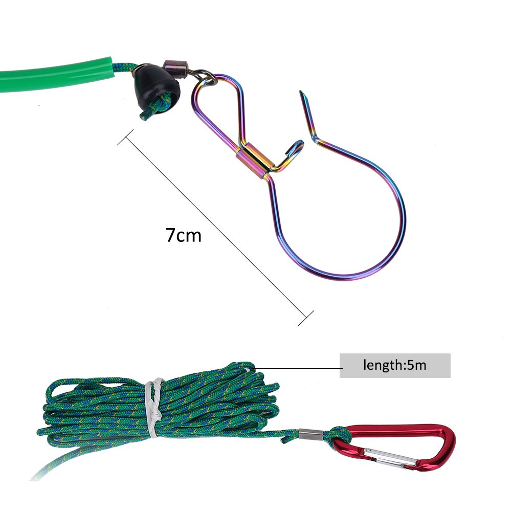 VGEBY 16ft Heavy Duty Fishing Stringer Fish Lock 5 Hook Snaps Stainless Steel Ropes Fishing Tools and Accessories Fish Stringer Heavy Duty Fish Stringer Fish Stringers