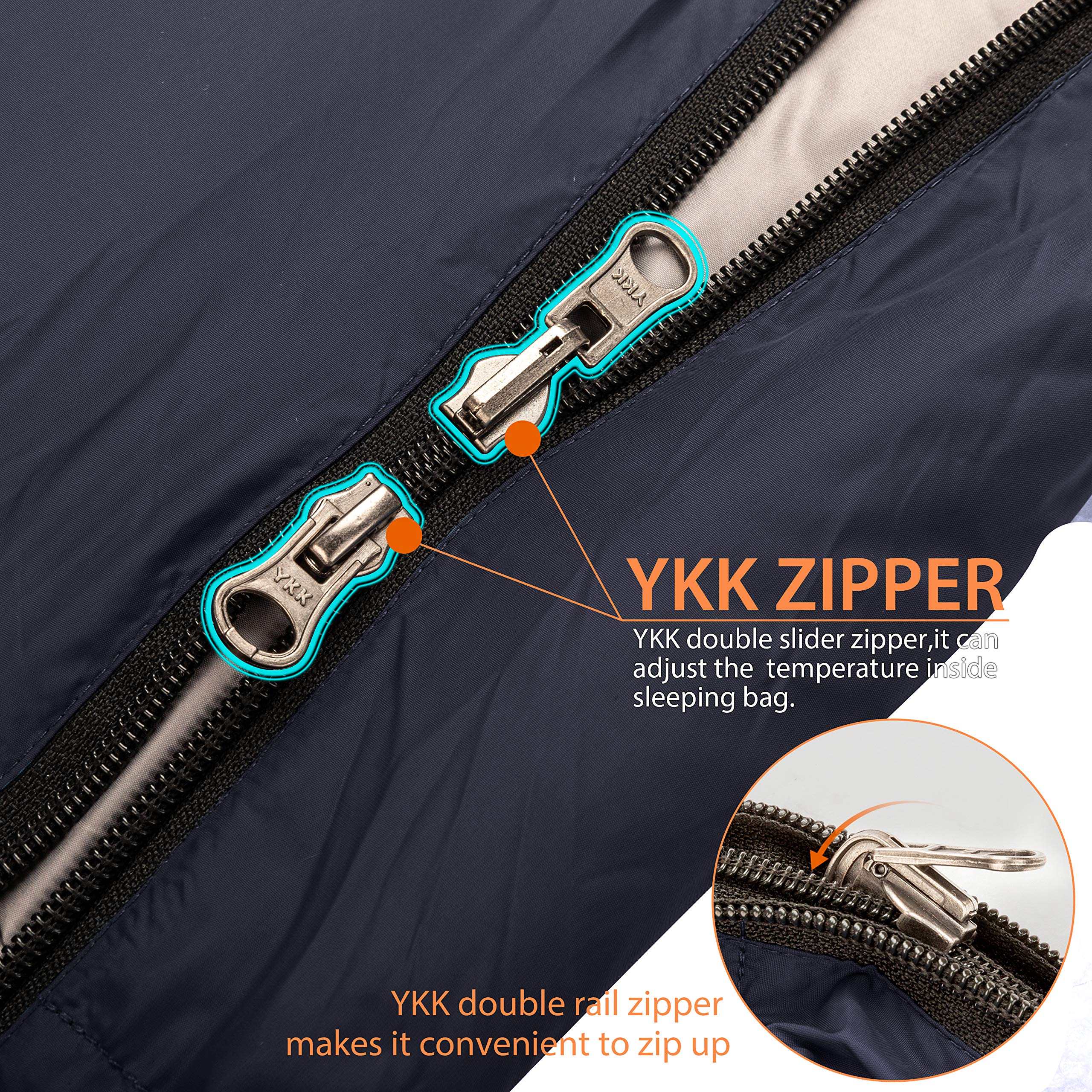 Ubon Extreme 15 & 32°F Mummy Sleeping Bags for Adult 4 Season Waterproof Camping Sleeping Bag, Lightweight Sleeping Bag with Compression Sack, Navy