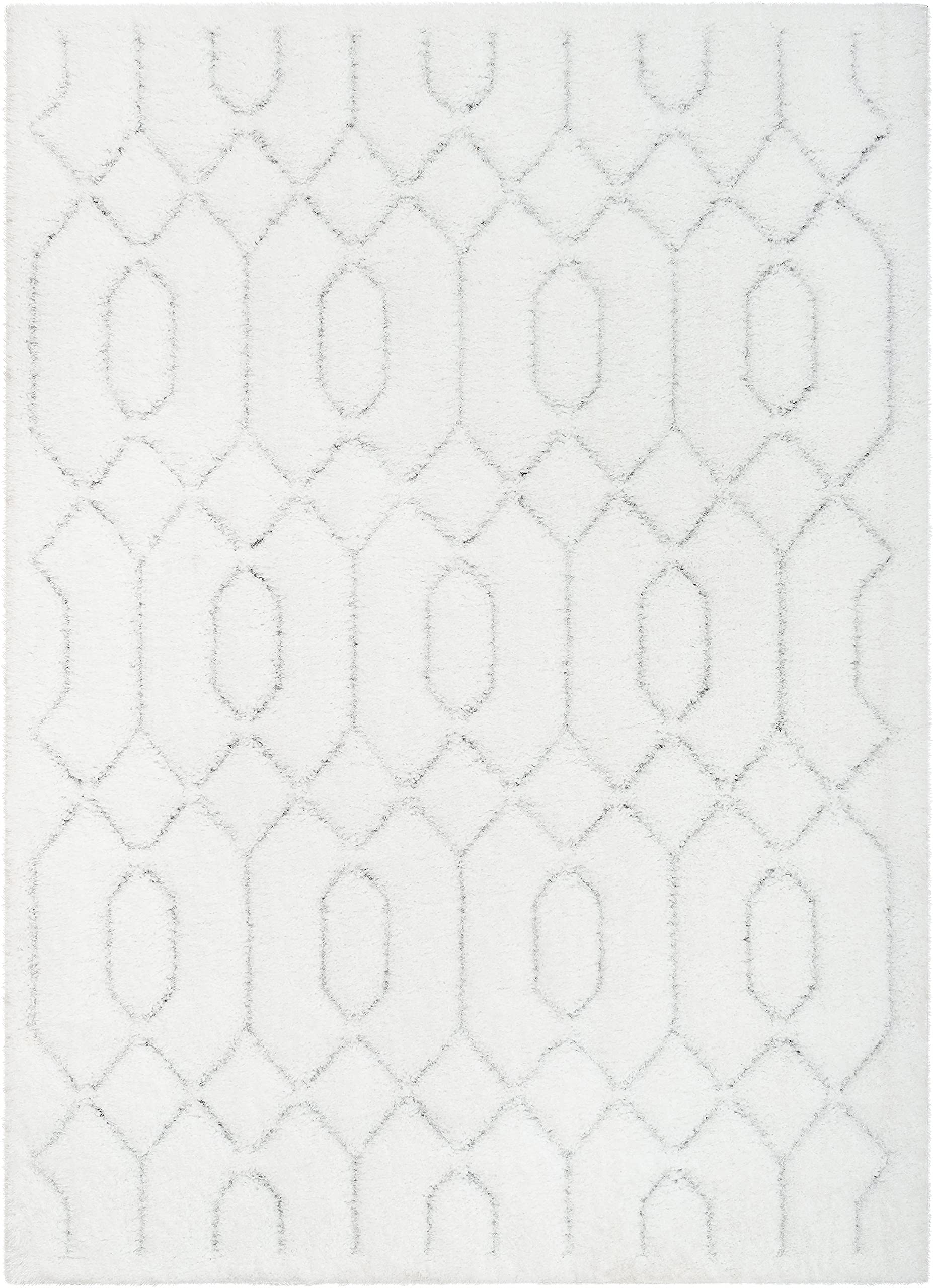 Well Woven Waina Beige Thick & Soft Geometric Shag Area Rug 5x7 (5' x 7'3")