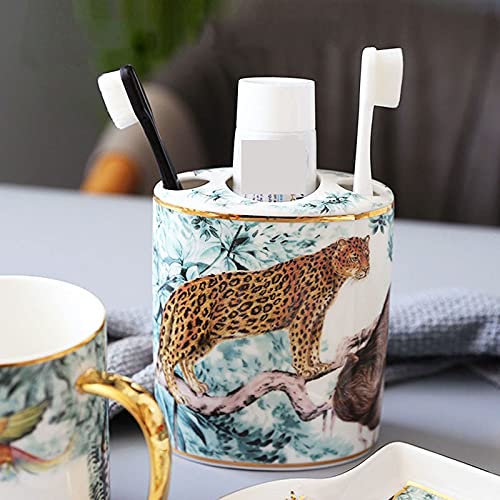 Soap Dispenser 6-Piece Set Animal Pattern Ceramic Kitchen Soap Dispenser with Tray, for Home Hotel Bathroom, Kitchen Hotel Bathroom Accessories Soap Bathroom Dispenser
