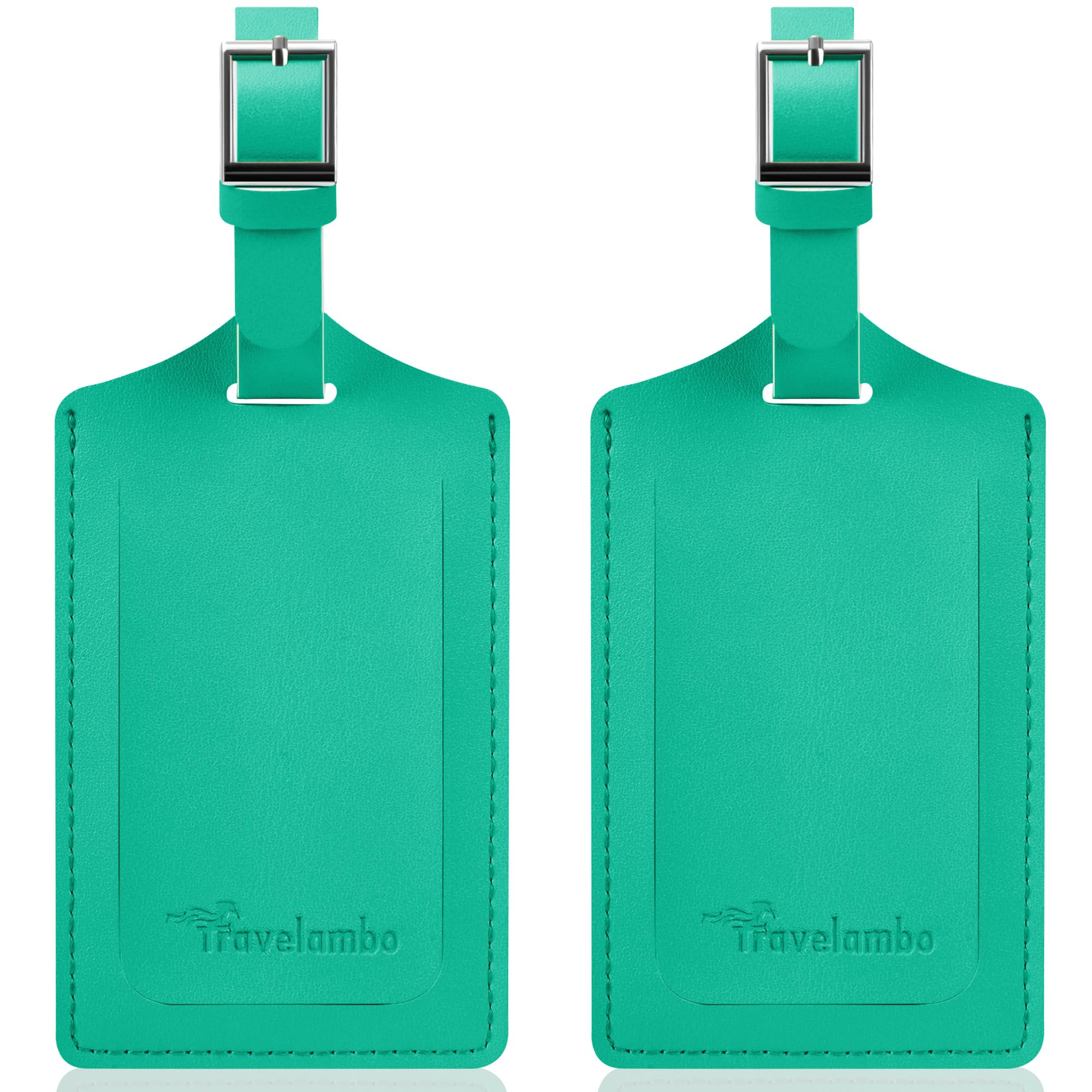 Travelambo Luggage Tags for Suitcases Faux Leather Privacy Protection 2 Pack Bag Tags Travel Accessories Essential, Blooming Green