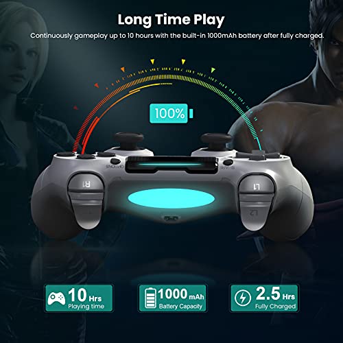 Wireless Controller for PS 4, Controller for PS 4 with Dual Vibration/Speaker/Gyro/Audio Jack, Game Joystick Controller Compatible with PS 4/ Slim/Pro (White)
