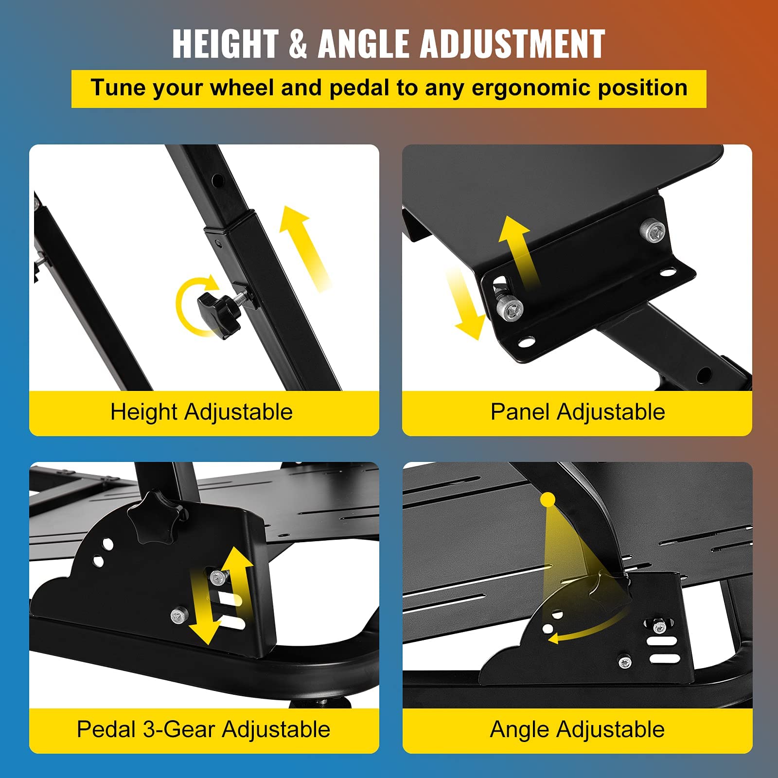 VEVOR G920/G29 Racing Wheel Stand fit for Logitech G27/G25 Gaming Wheel Stand fit for Thrustmaster,Wheel Pedals NOT Included Shifter Mount NOT Included