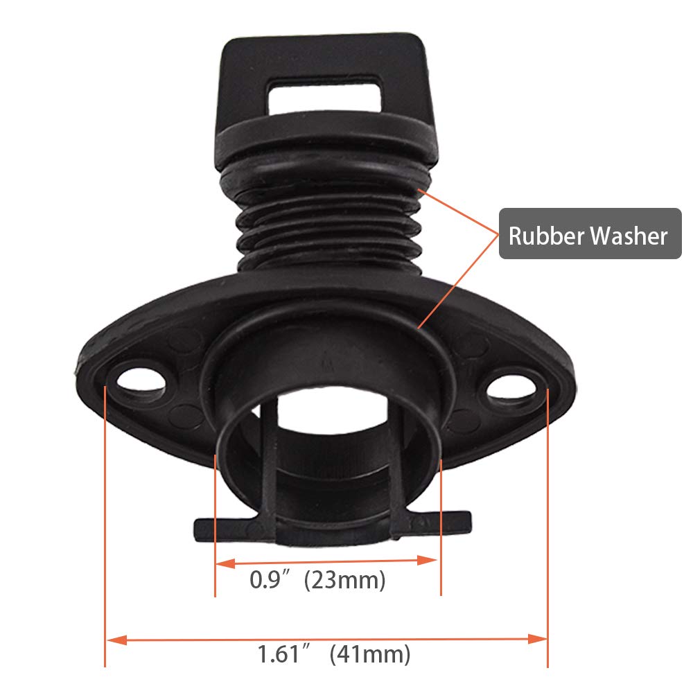 ZipSeven Kayak Scupper Plugs Boat Drain Plugs Kit Thread Bung for Kayak Canoe and Boat 2 Set Black