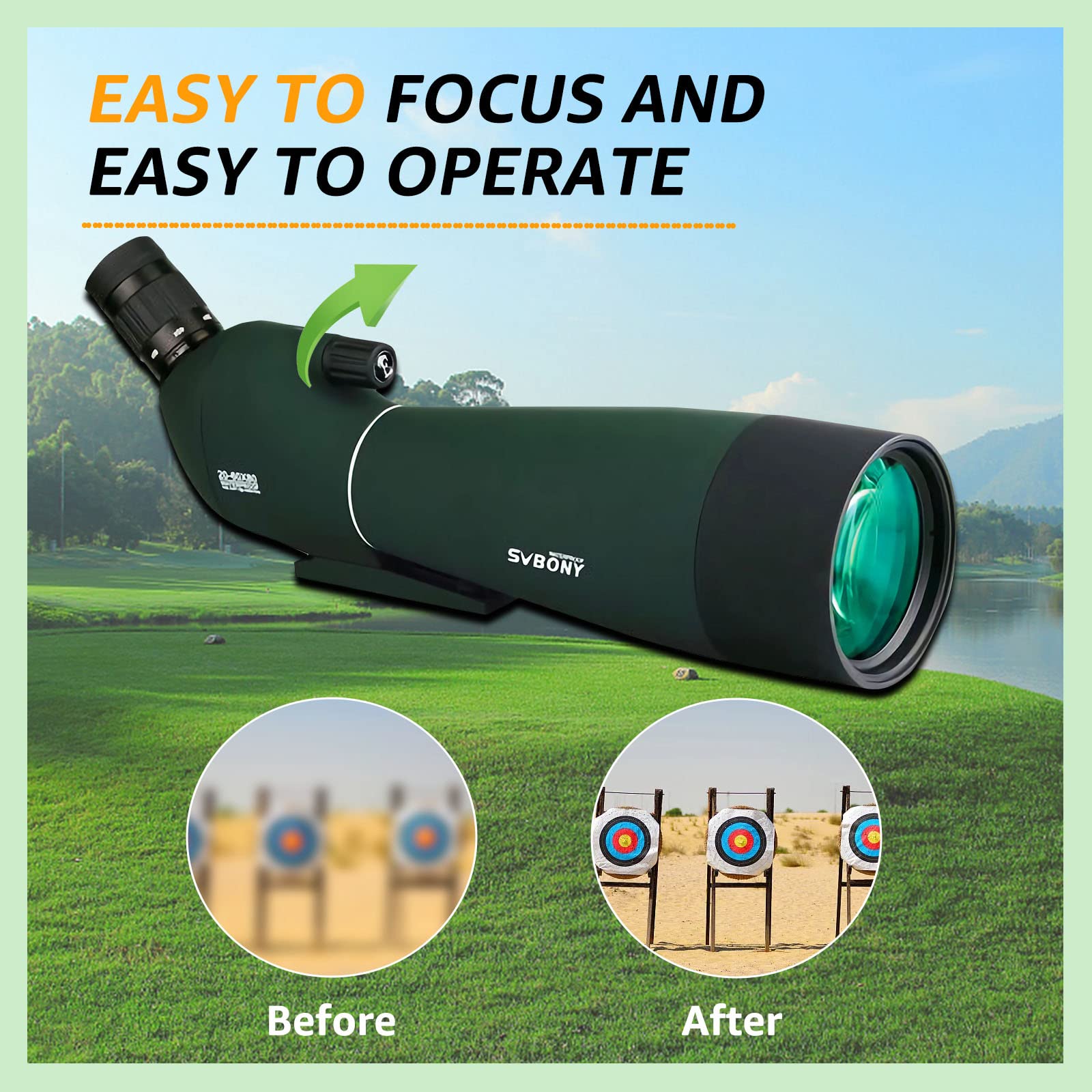 SVBONY SV28 Angled Spotting Scope with Tripod, 20-60x80 Spotter Scope, Long Range Sporting Scope with Phone Adapter, Portable Spotting Scopes for Bird Watching, Target Shooting, Hunting