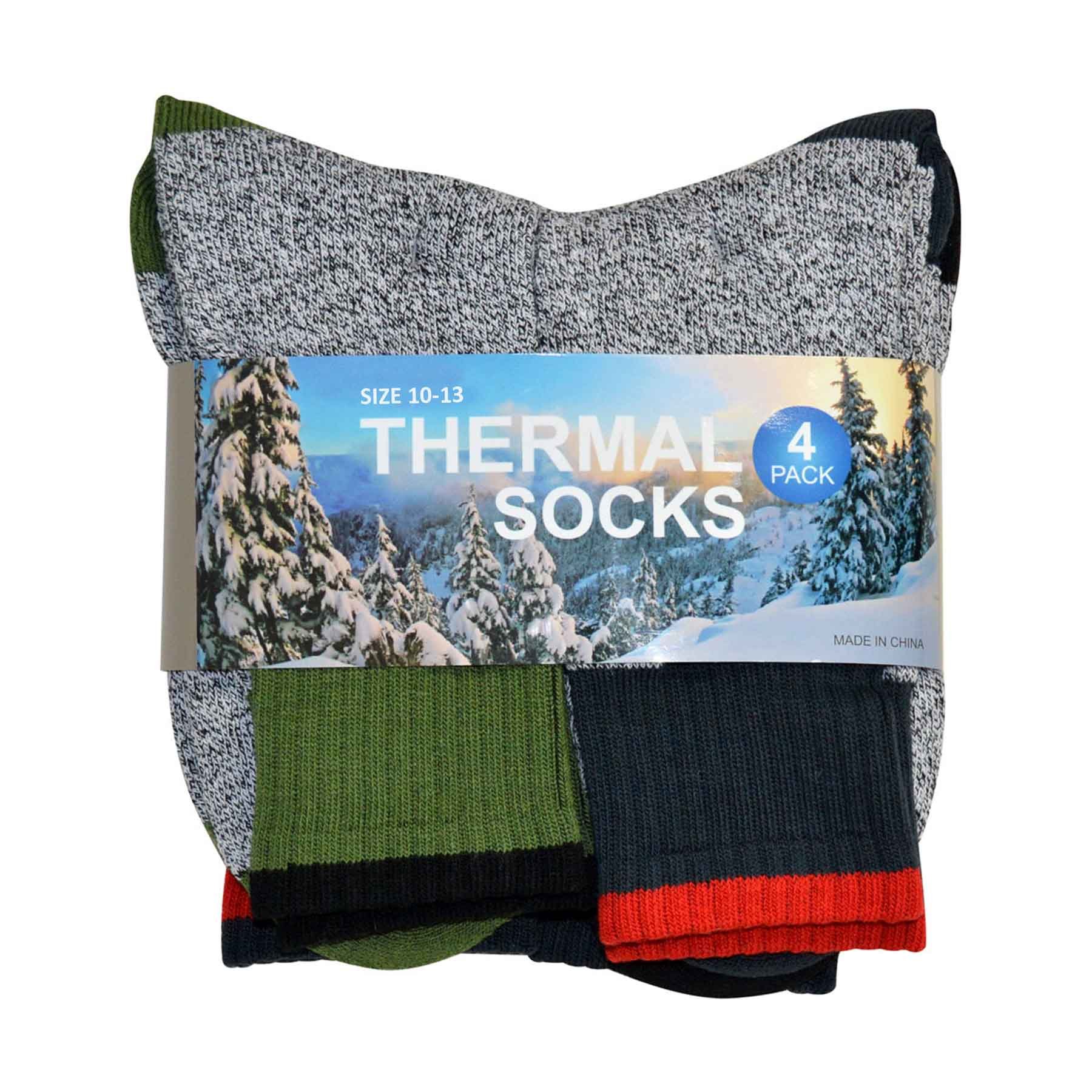 Soxnet Eco Friendly Heavy Weight Recyled Cotton Thermals Boot Socks 4 Pairs (10-13, Color Heel Top)