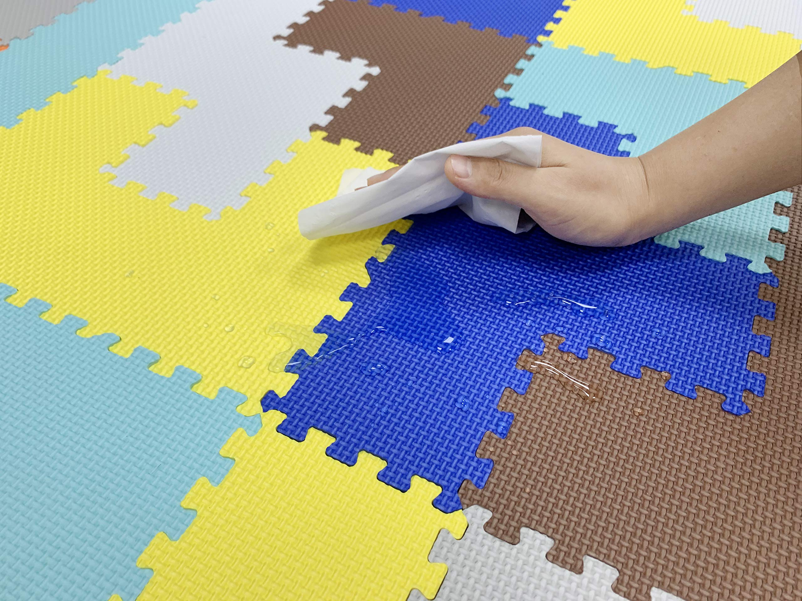 Tadpoles 40 Pc Soft EVA Foam Tetris-Style Playmat Set, Blue and Brown