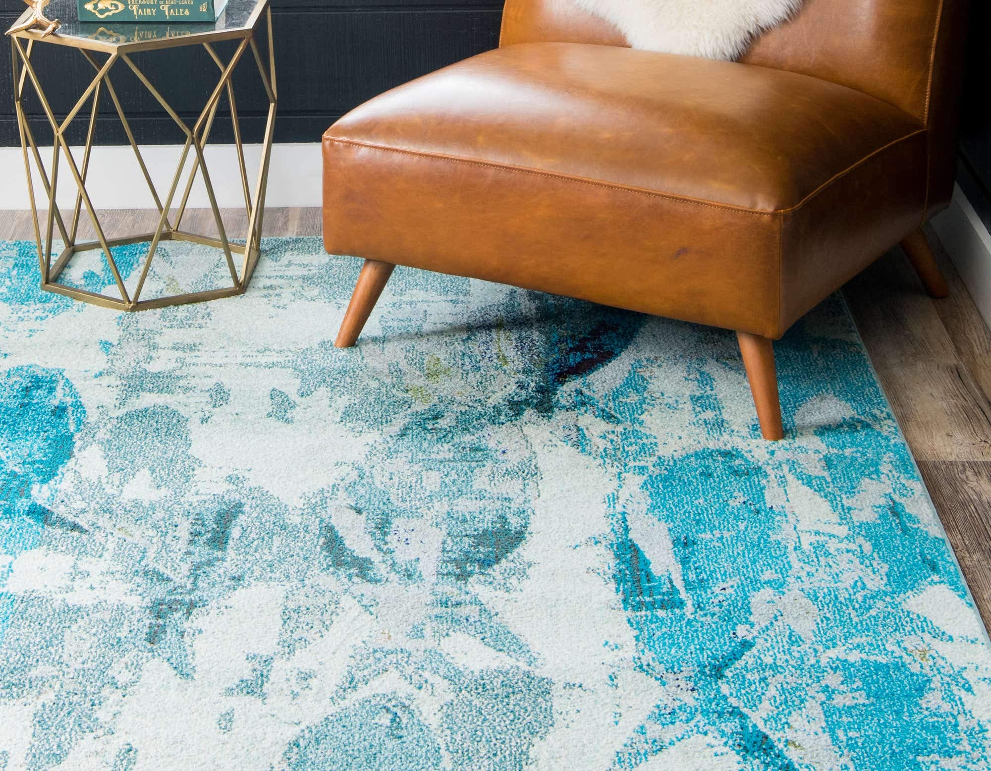 Unique Loom Positano Collection Coastal Modern Fish Light Blue Area Rug (8' x 10')