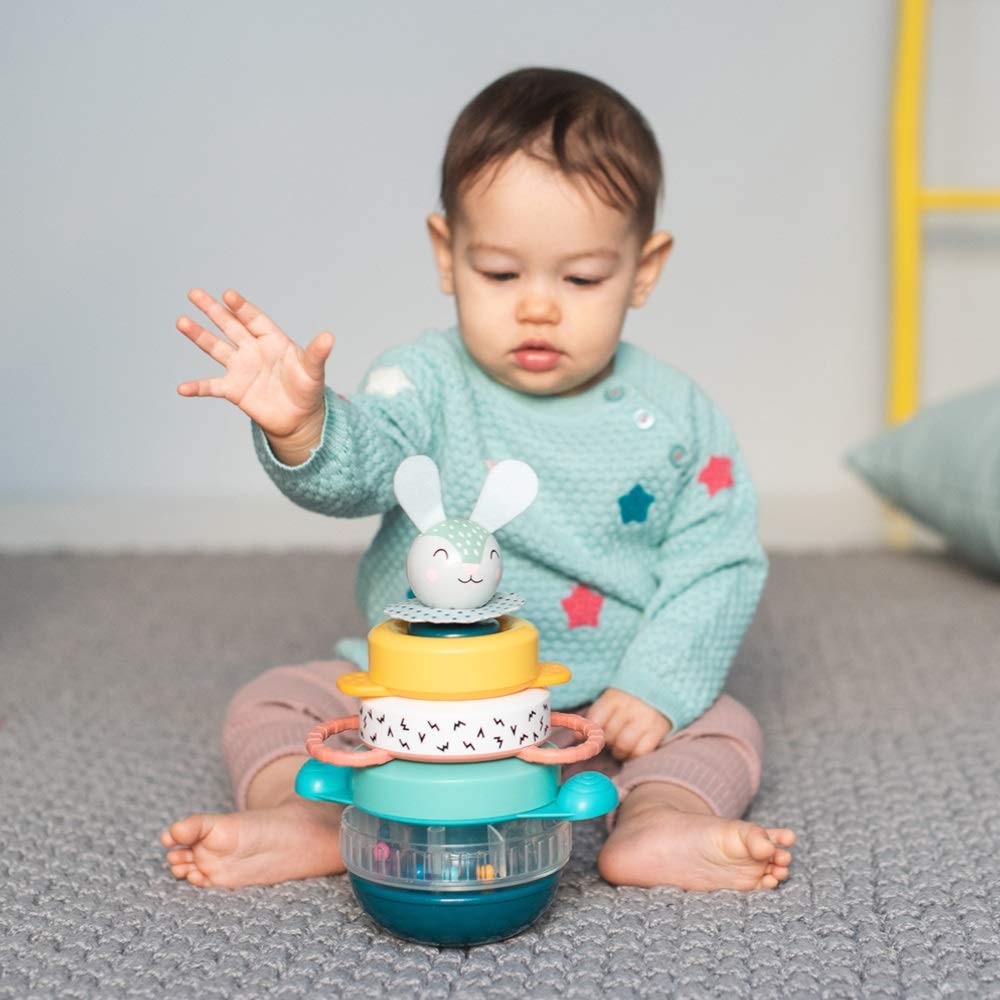 Taf Toys Hunny Bunny Baby Stacker β 5 Pieces Captivating Stacker Rings and a Friendly Bunny Character β BPA Free Developmental Toddler Toy