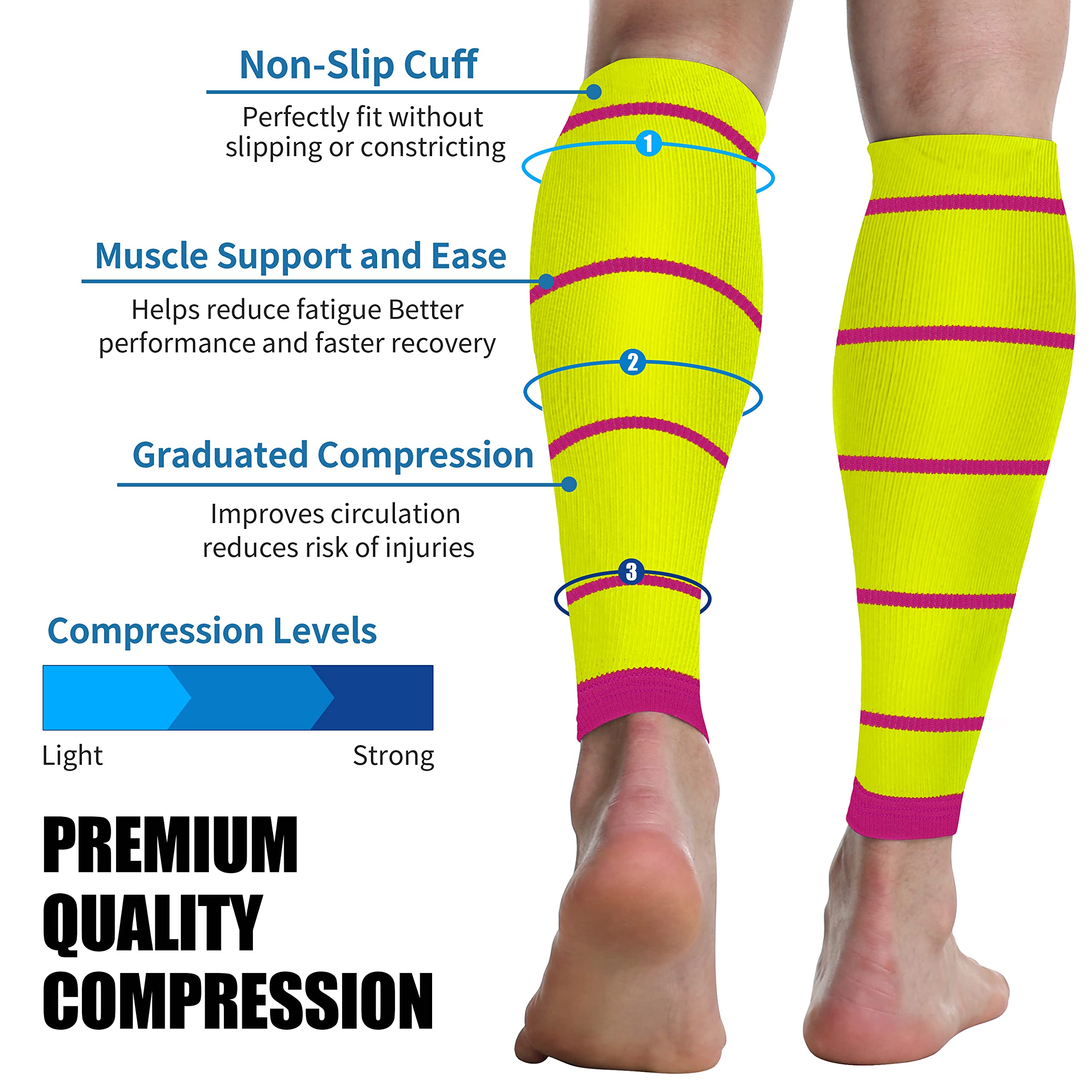 Udaily Calf Compression Sleeves for Men & Women (20-30mmhg) - Calf Support Leg Compression Socks for Shin Splint & Calf Pain Relief