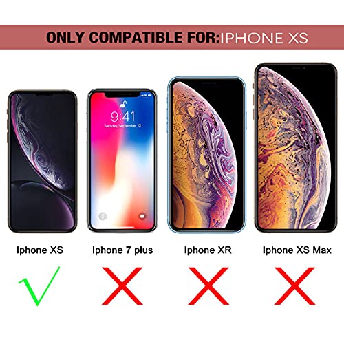 SURITCH Case for iPhone Xs Case/iPhone X, [Built-in Screen Protector] Matte Full-Body Protection Hard PC Bumper + TPU Rubber Shockproof Cover Compatible with iPhone Xs/iPhone 10 (Rose Gold)