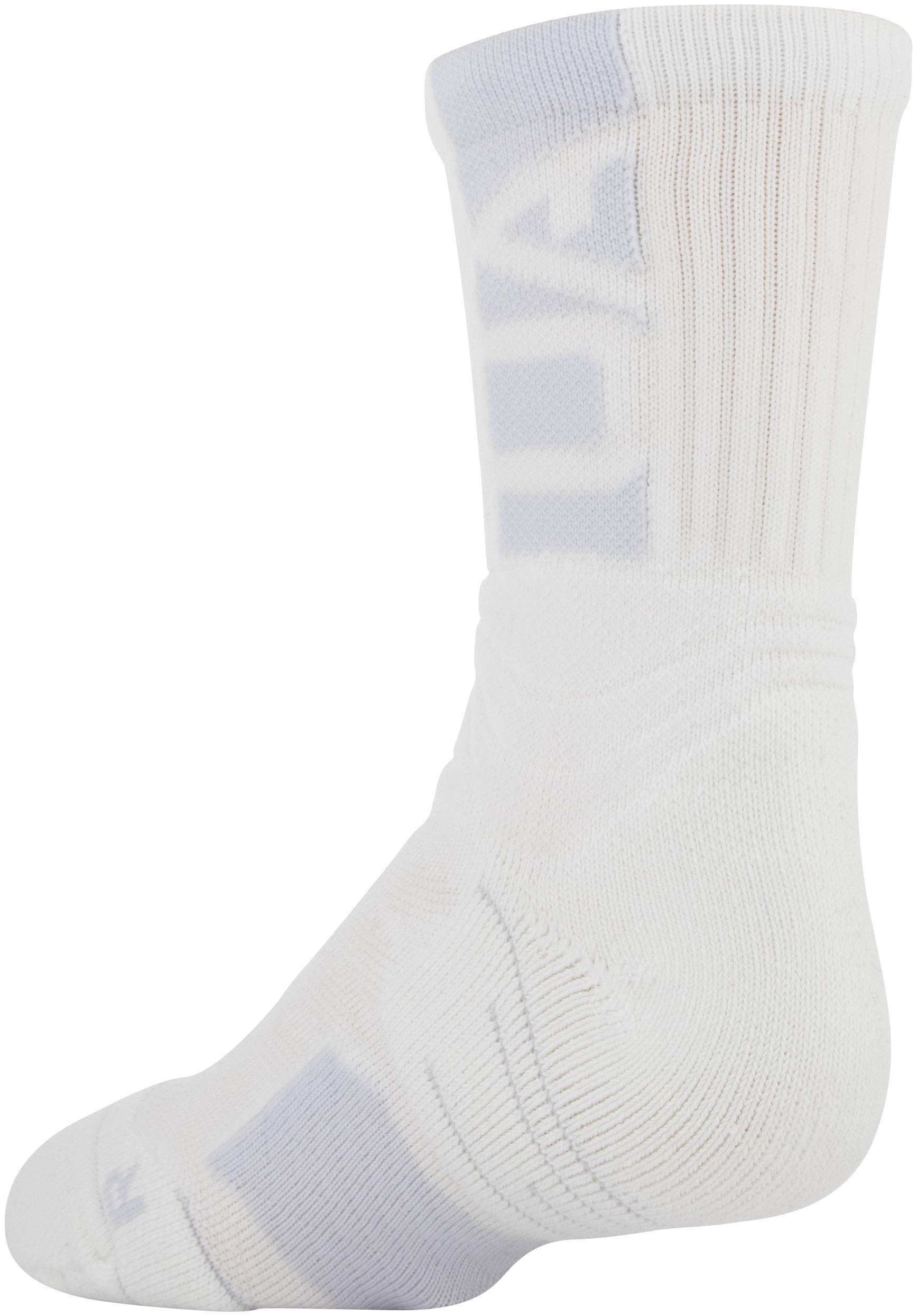 Under Armour Youth Playmaker Mid-Crew Socks, 1-Pair , White/Halo Gray , Small