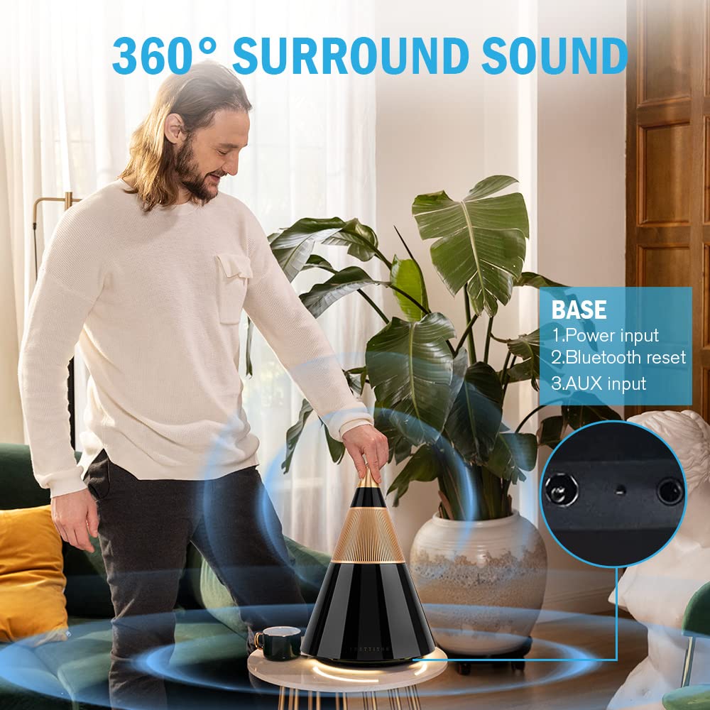 trettitre TreSound1 Bluetooth HiFi Speaker, Room Speaker Home Party Speaker with Deep Bass, Piano Paint, Atmosphere Lighting (Green)
