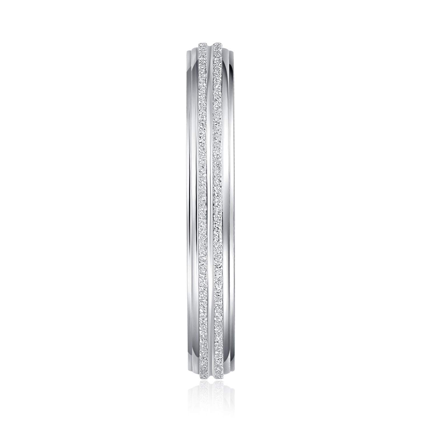 Unisex Comfort Fit Sterling Silver 3mm Sandblasted Finish Ring Grooved Wedding Band (6.5)
