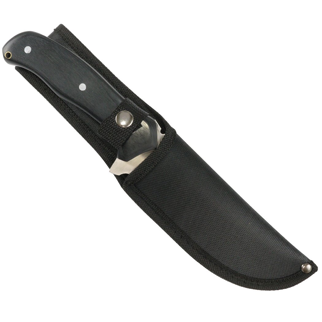 TheBoneEdge Stainless Steel Hunting Knife Ridges on Blade All Black Handle