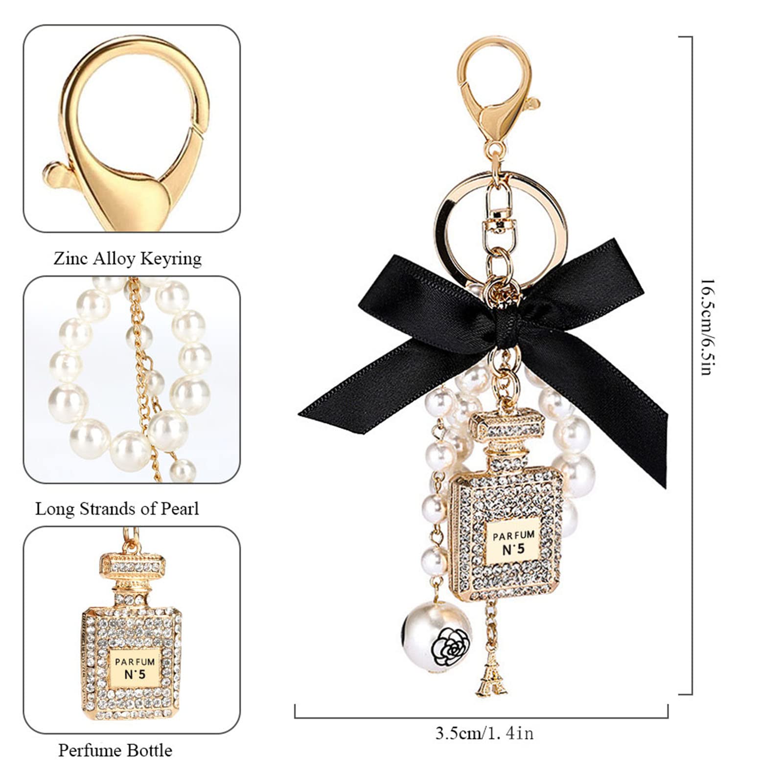WEPROSOFS Cute Keychains for Women, Key Chains for Car Keys, Keychain Accessories for Car Accessories Handbag Decorations (A-Black)