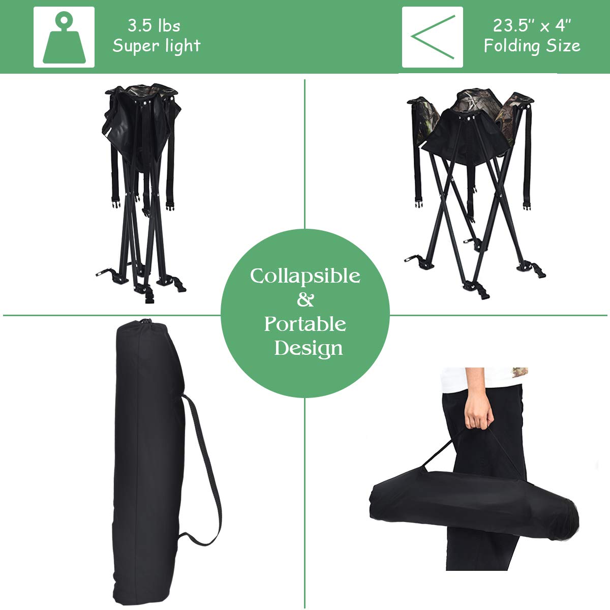 Tangkula Portable Camping Table, Lightweight Folding Camp Table with 2 Cup Holders and Carrying Bag for Outdoor Camping Hiking Picnic Hunting