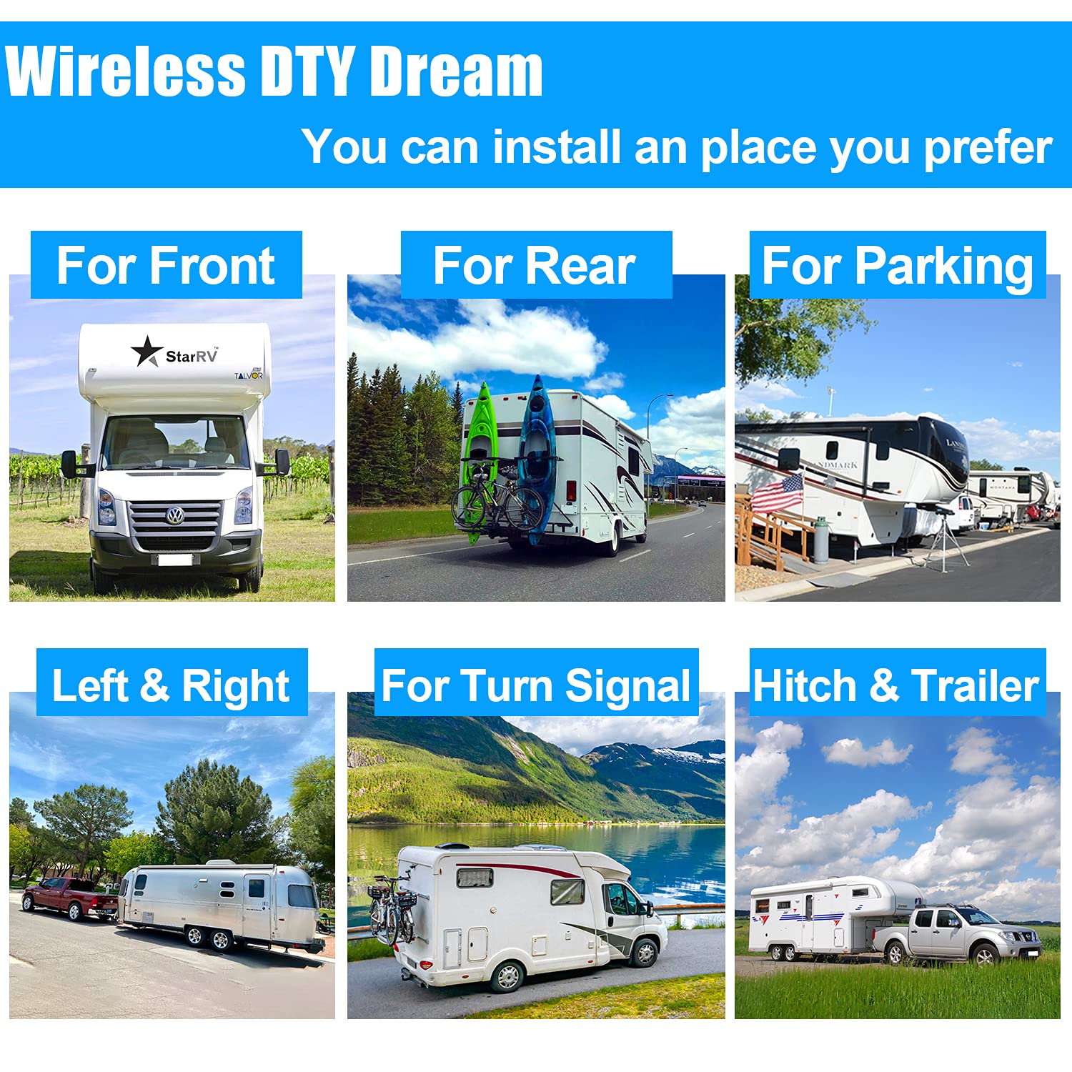 Wireless Backup Camera for RV AMTIFO HD 1080P Wireless 4 Rear View Cameras with 7'' Monitor for RVs/Trailers/5th Wheels/Motorhomes,Digital Signal,150° Wide Angle,IR Night Vision - A4