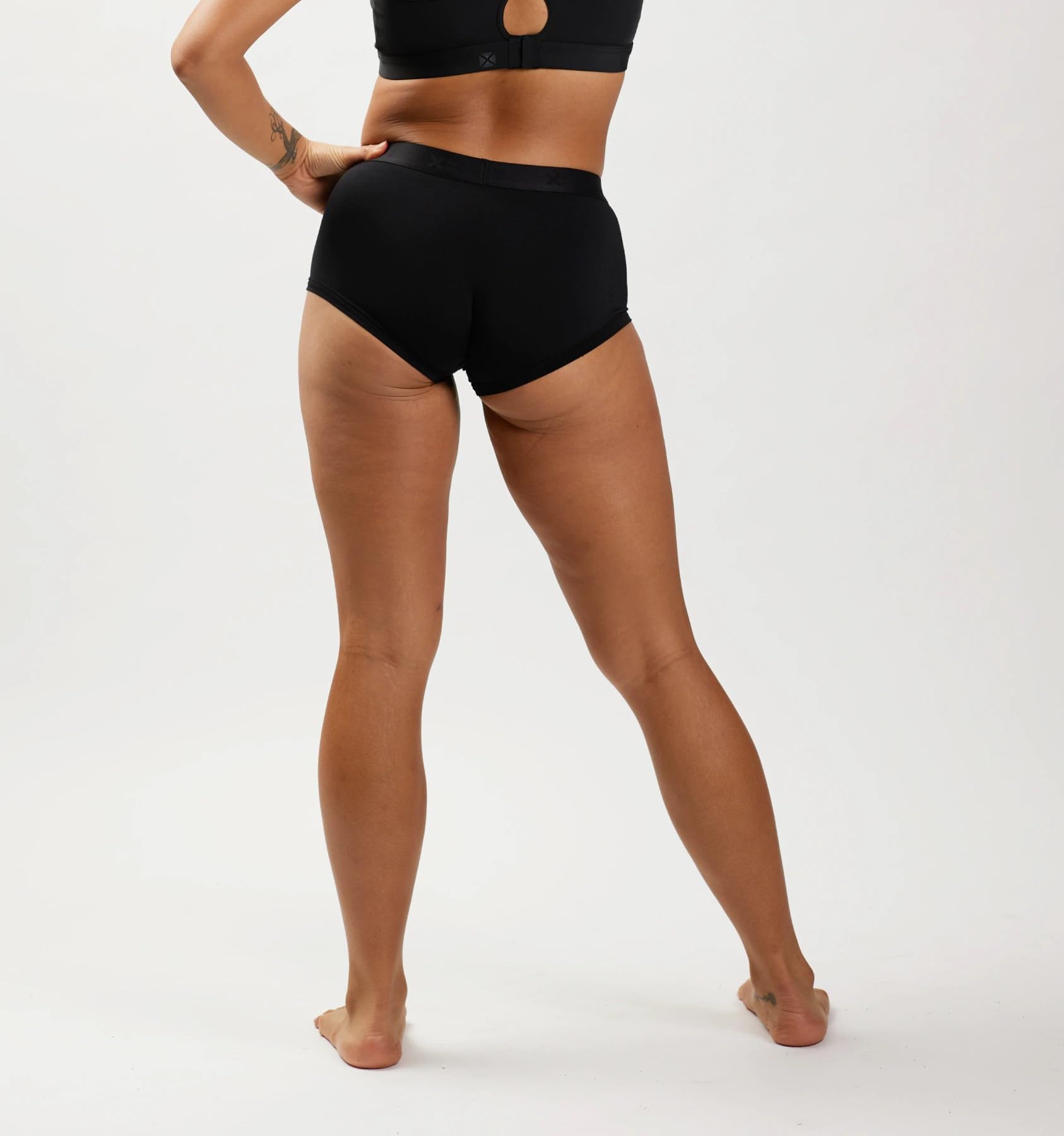 TomboyX Boy Short Underwear For Women, Cotton Stretch Comfortable Boxer Briefs Panties, X-Large/Black Rainbow