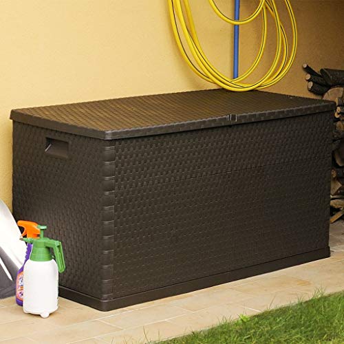 Unfade Memory Outdoor Storage Trunk Garden Storage Box Waterproof Large Deck Boxes for Patio Cushions and Gardening Tools 47.2"x22"x24.8" (Brown)