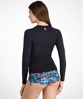 TYR Women's Belize Rashguard Long Sleeve Top, Black, Large
