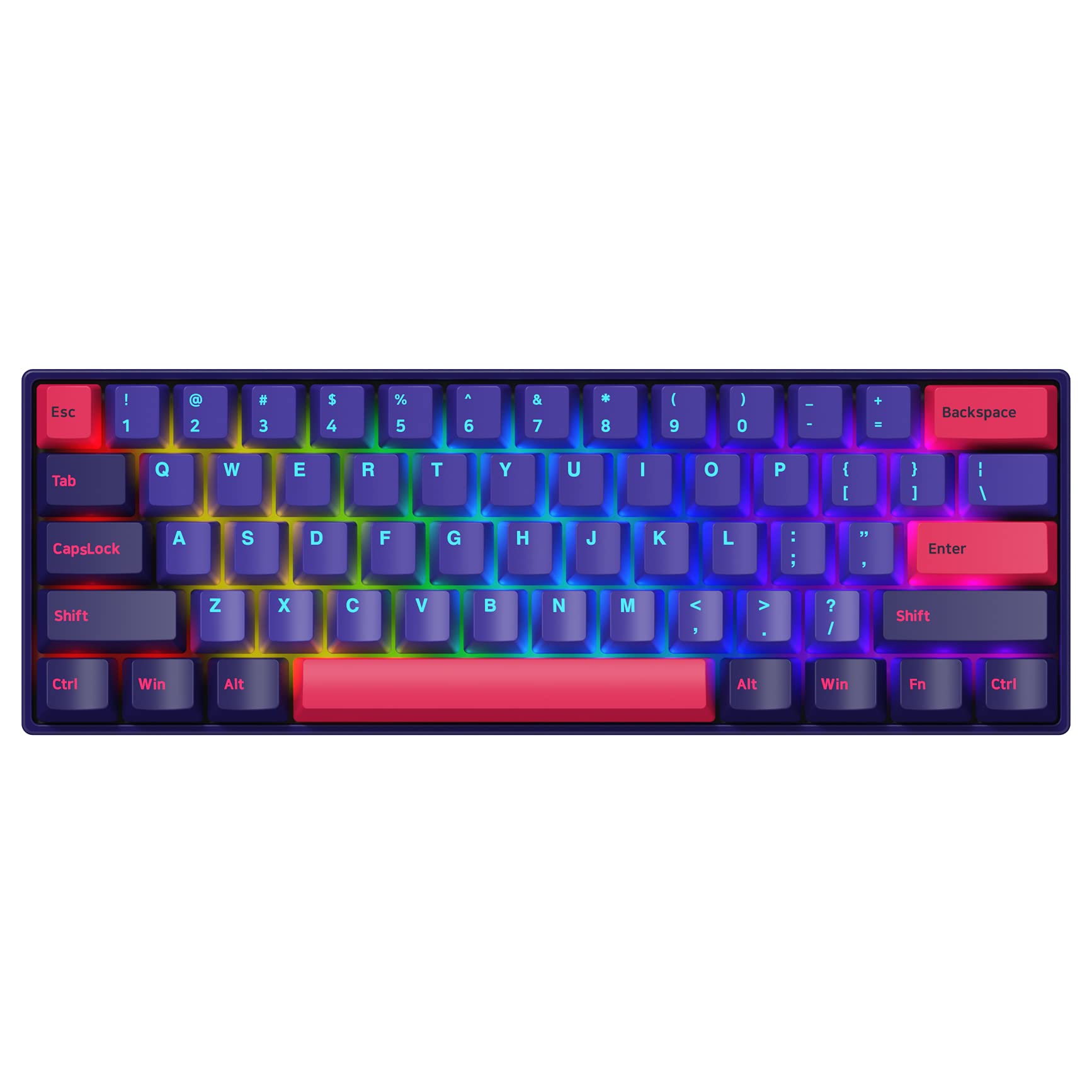 YUNZII AKKO NEON 3061 61 Keys Bluetooth 5.0 Wireless/Wired Mechanical Keyboard with RGB, NKRO, PBT Keycap,Programmable (Gateron Orange Switch)