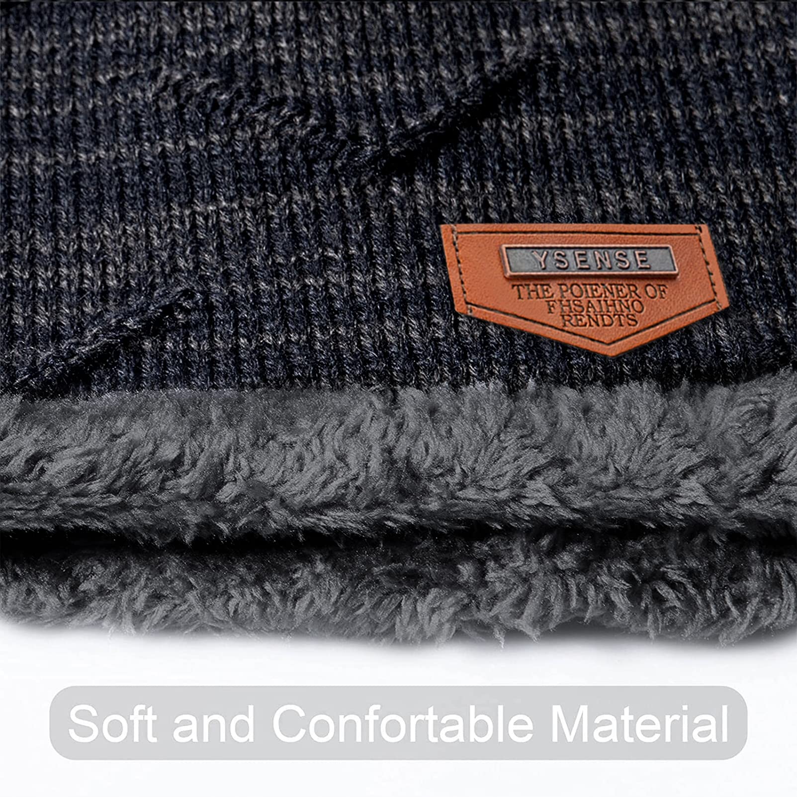 YSense Mens Winter Hats Warm Slouchy Beanie Oversized Baggy Hat Fleece Lined Knit Skull Cap Black