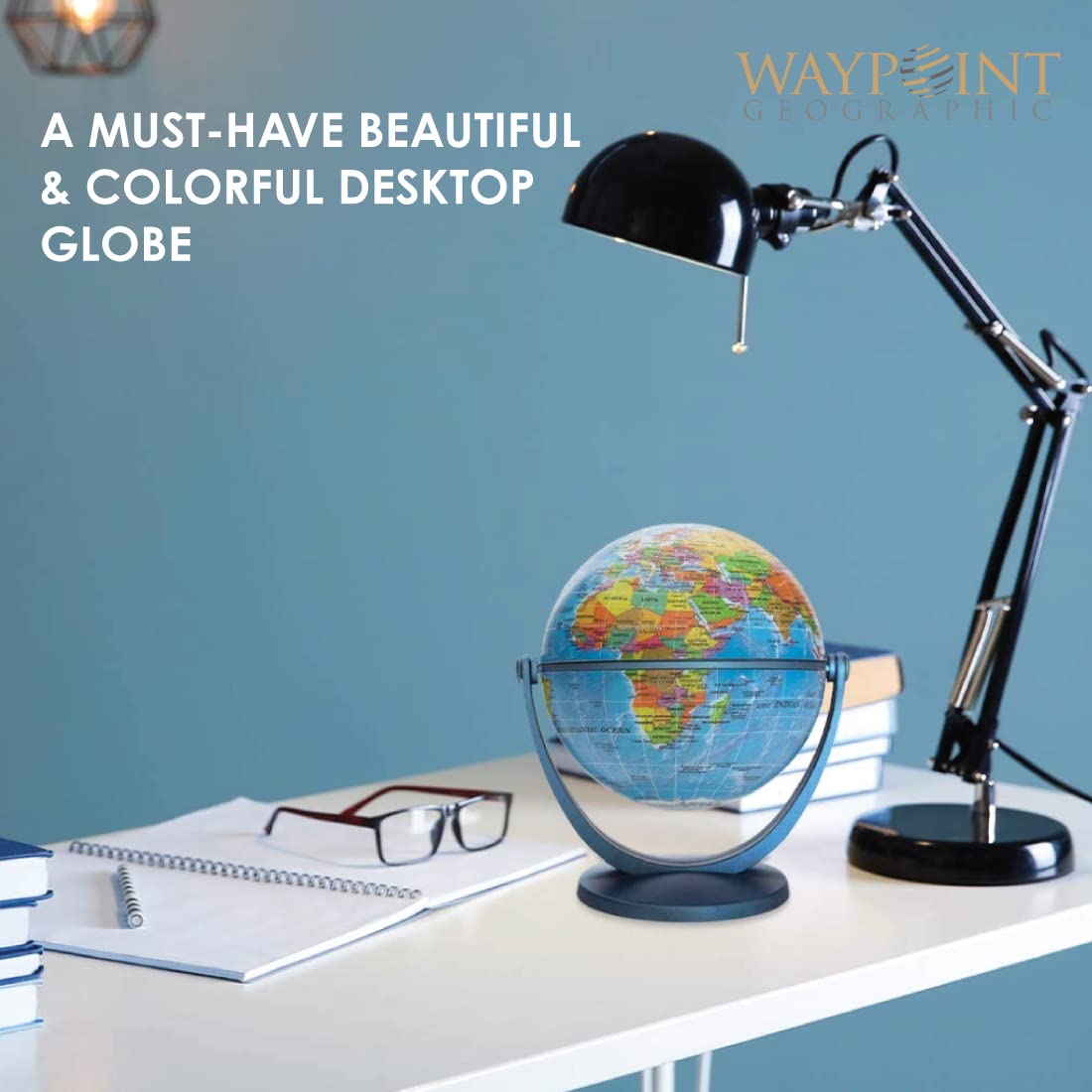 Waypoint Geographic GyroGlobe World Globe, 4", Blue Oceans