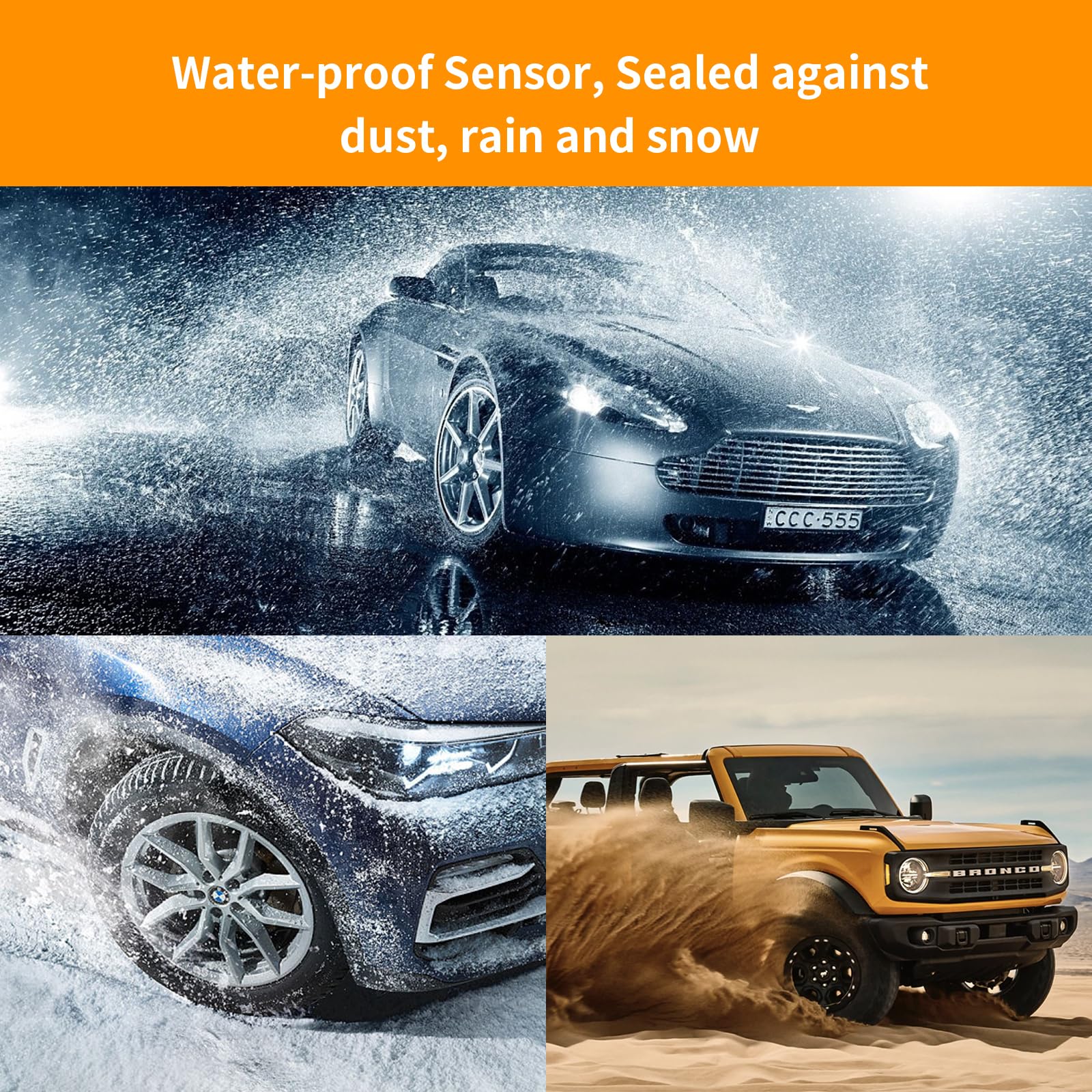 VESAFE Wireless tire Pressure Monitoring System, TPMS, with Solar Charger, Different high/Low Pressure Limits for Two axles, auto Sleep Mode, only Work with Cars, not Work with Camping Vehicles