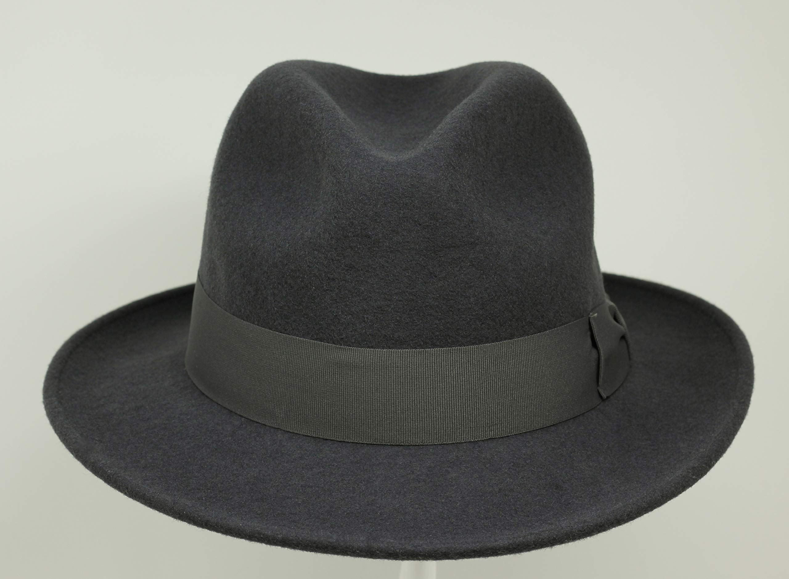 Swift - Fedora - Lightweight - 100% Wool Felt - Crushable for Travel - Water Resistant - Snap Brim - Dark Grey 58cm