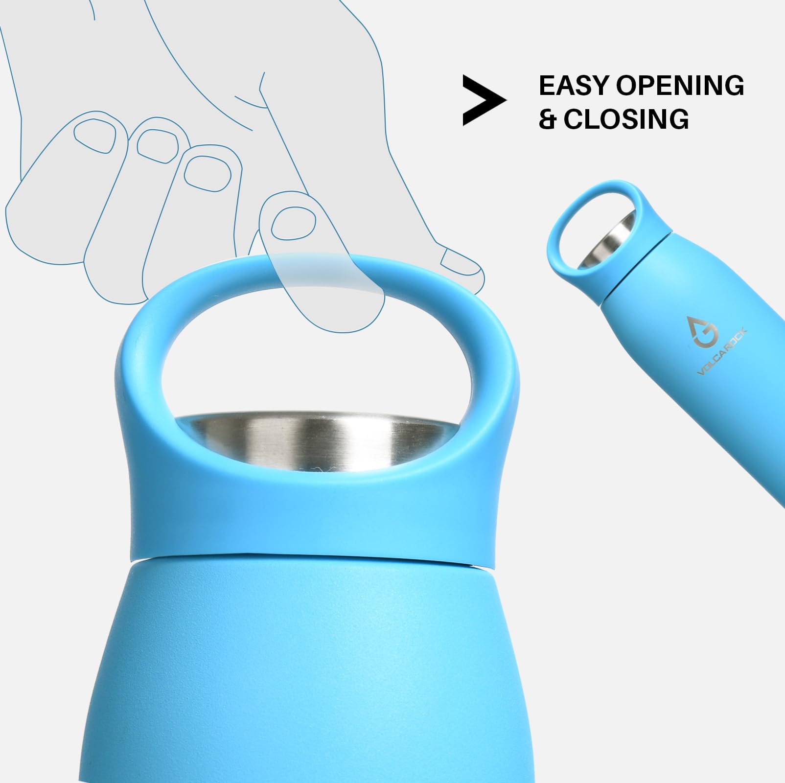 VOLCAROCK Insulated Water Bottle 24oz (710ml), Double Wall Stainless Steel Water bottle Durable Vacuum Flask Leakproof Non-sweat, Keep Cold 24H & Hot 12H