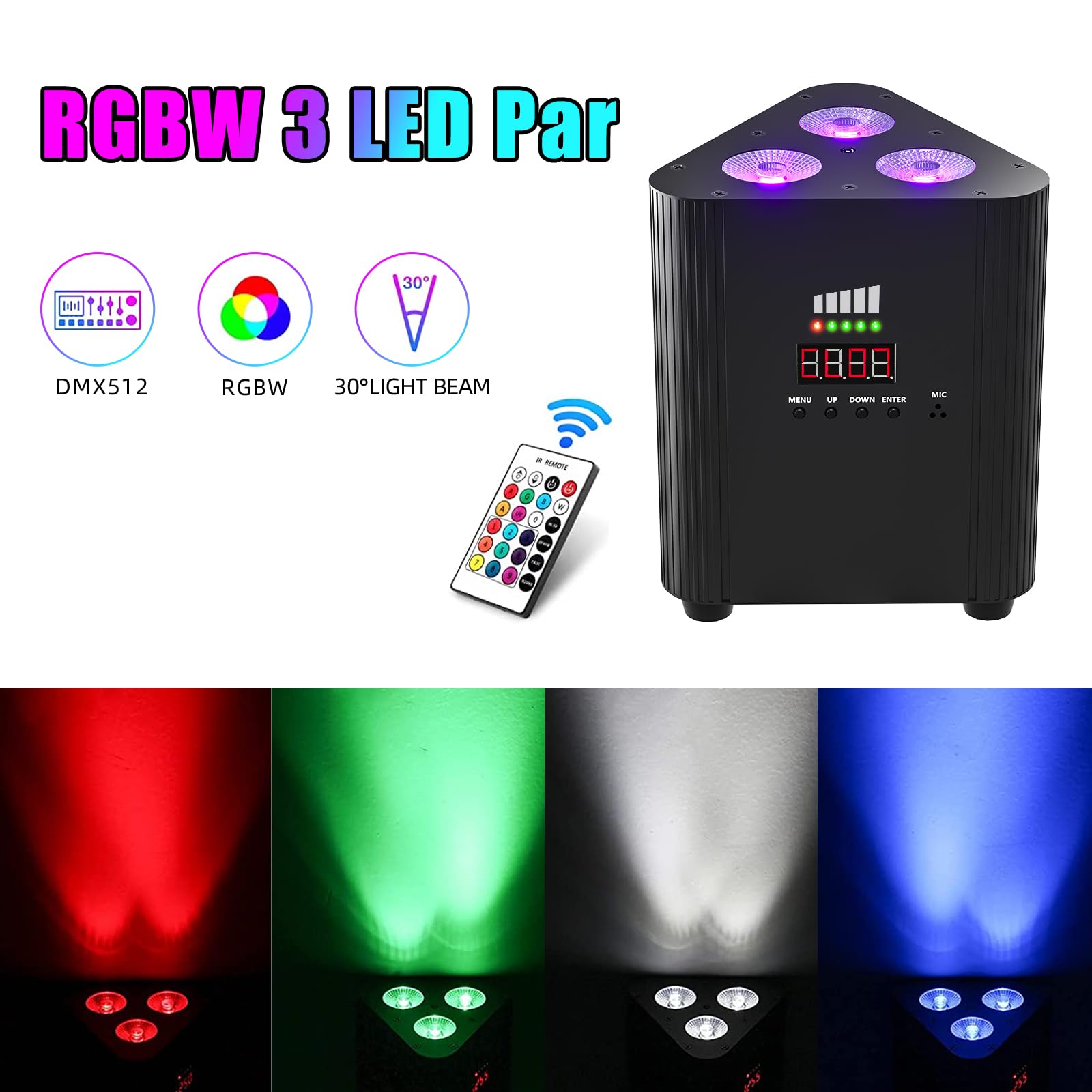 Wireless Par Light 3X4W Led uplight RGBW 4 in 1 Stage Lights Battery Powered Uplights by Remote and DMX Control for DJ Live Show Wedding Event Church Uplights for Events