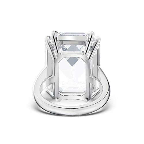 SWAROVSKI Mesmera Ring, Large Clear Crystal with a Rhodium Finish Setting, Size 9, Part of the Mesmera Collection