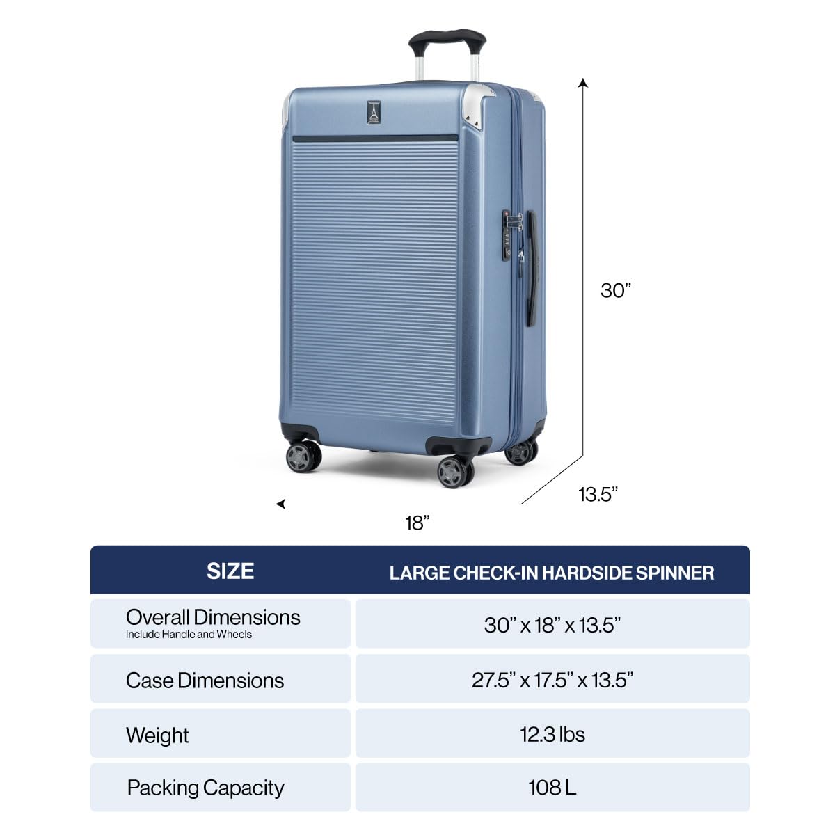 Travelpro Platinum Elite Hardside Expandable Checked Luggage, 8 Wheel Spinner, TSA Lock, Hard Shell Polycarbonate Suitcase, Shadow Black, Checked Large 28-Inch