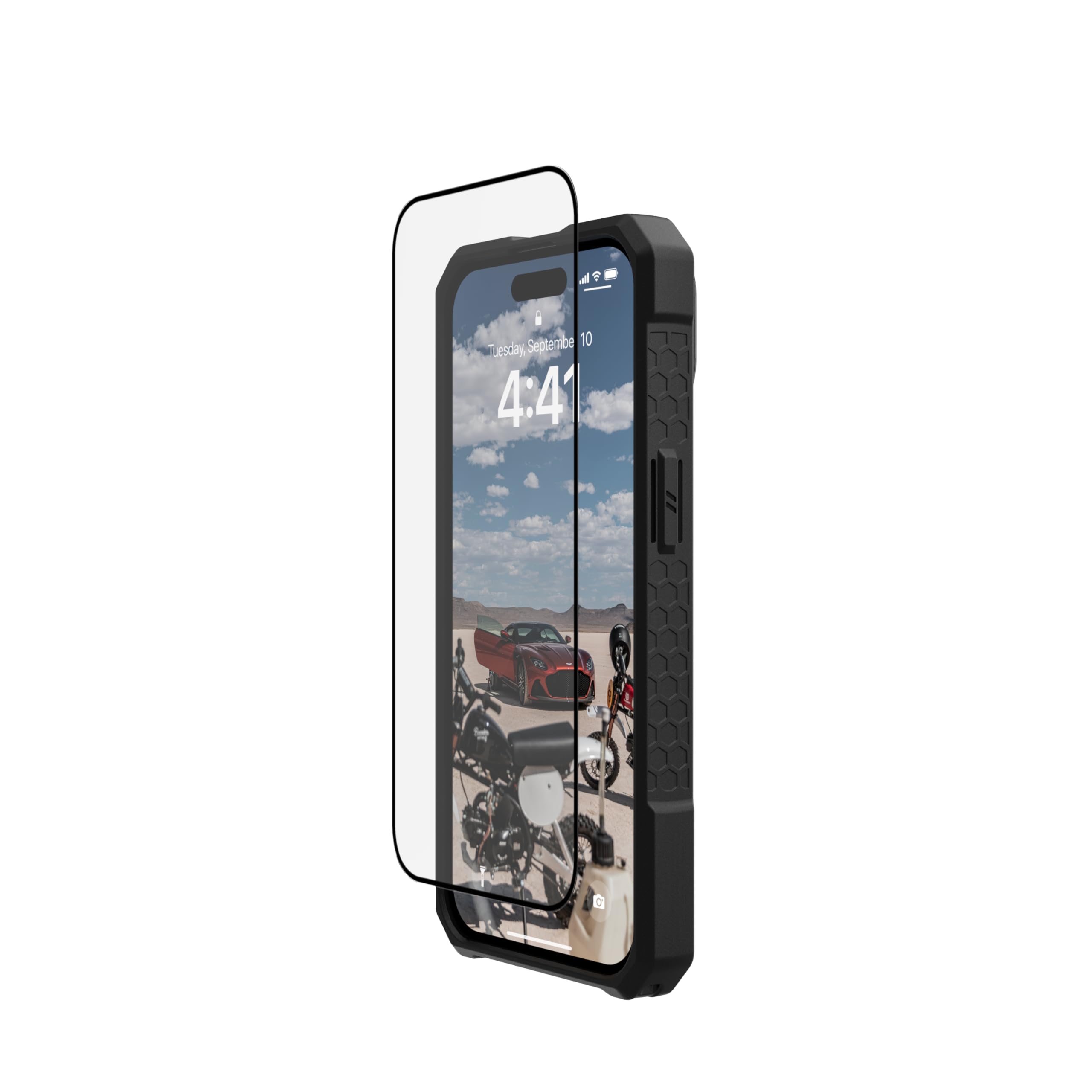 URBAN ARMOR GEAR UAG Designed for iPhone 15 Case 6.1" Plyo Ice/White Compatible with MagSafe Bundle with UAG Screen Protector Glass Shield Plus 6.1"